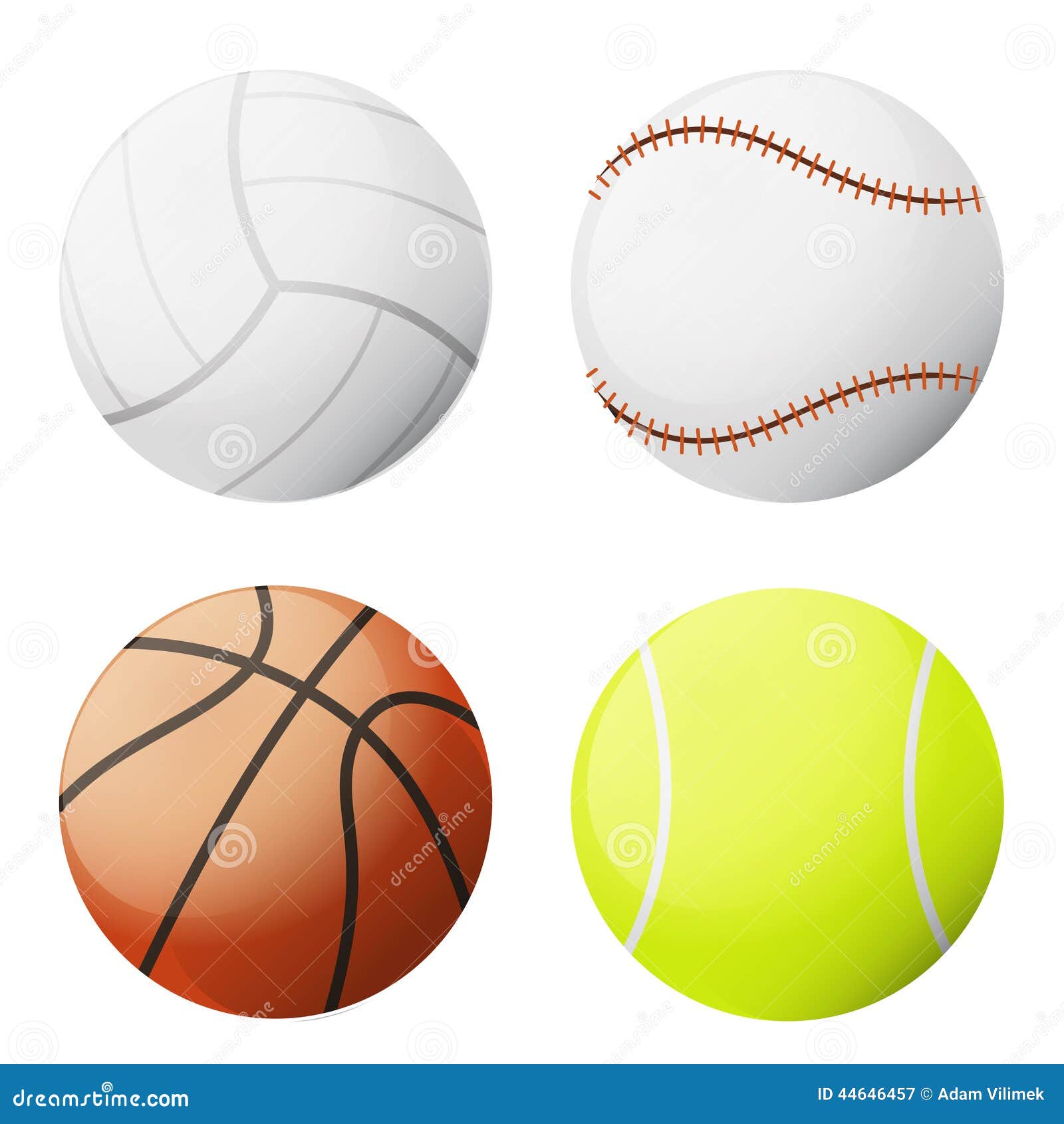 Four Sports Ball Vector Set Isolated Stock Vector - Illustration of ...