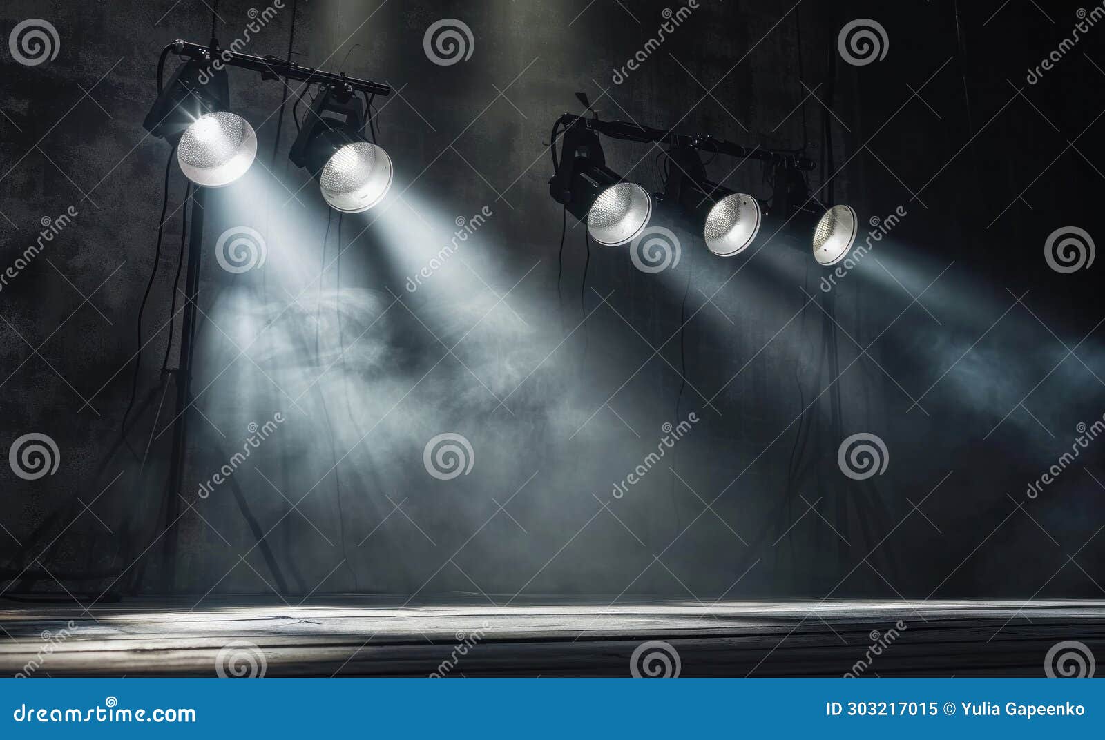 Four Spotlights on a Stage with Light Source Stock Image - Image of ...