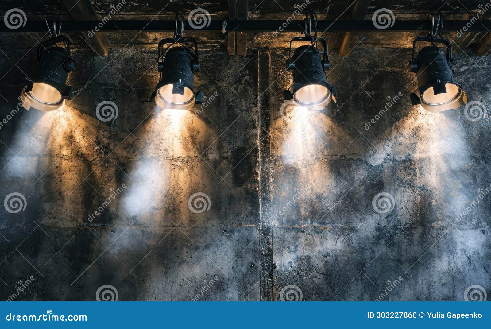Four Spotlights on a Stage with Light Source Stock Photo - Image of ...