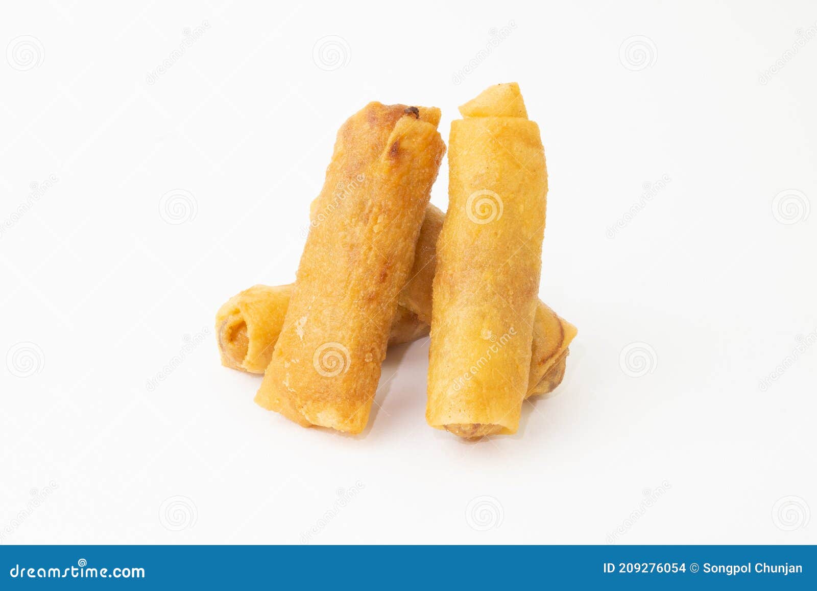 Four Spring Rolls on a White Background Stock Photo - Image of meal ...