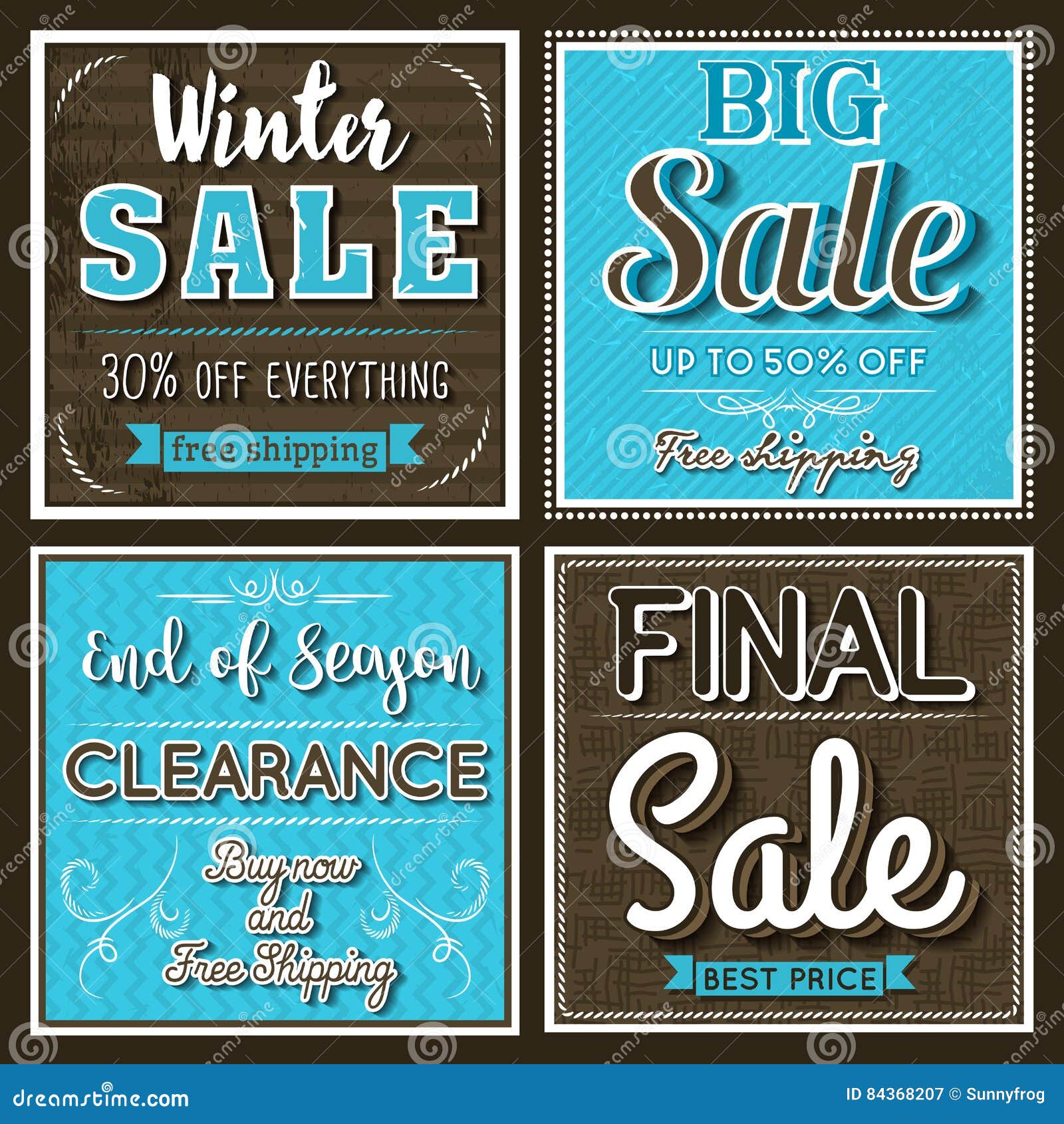 Four Square Banners with Sale Offer, Vector Stock Vector - Illustration ...