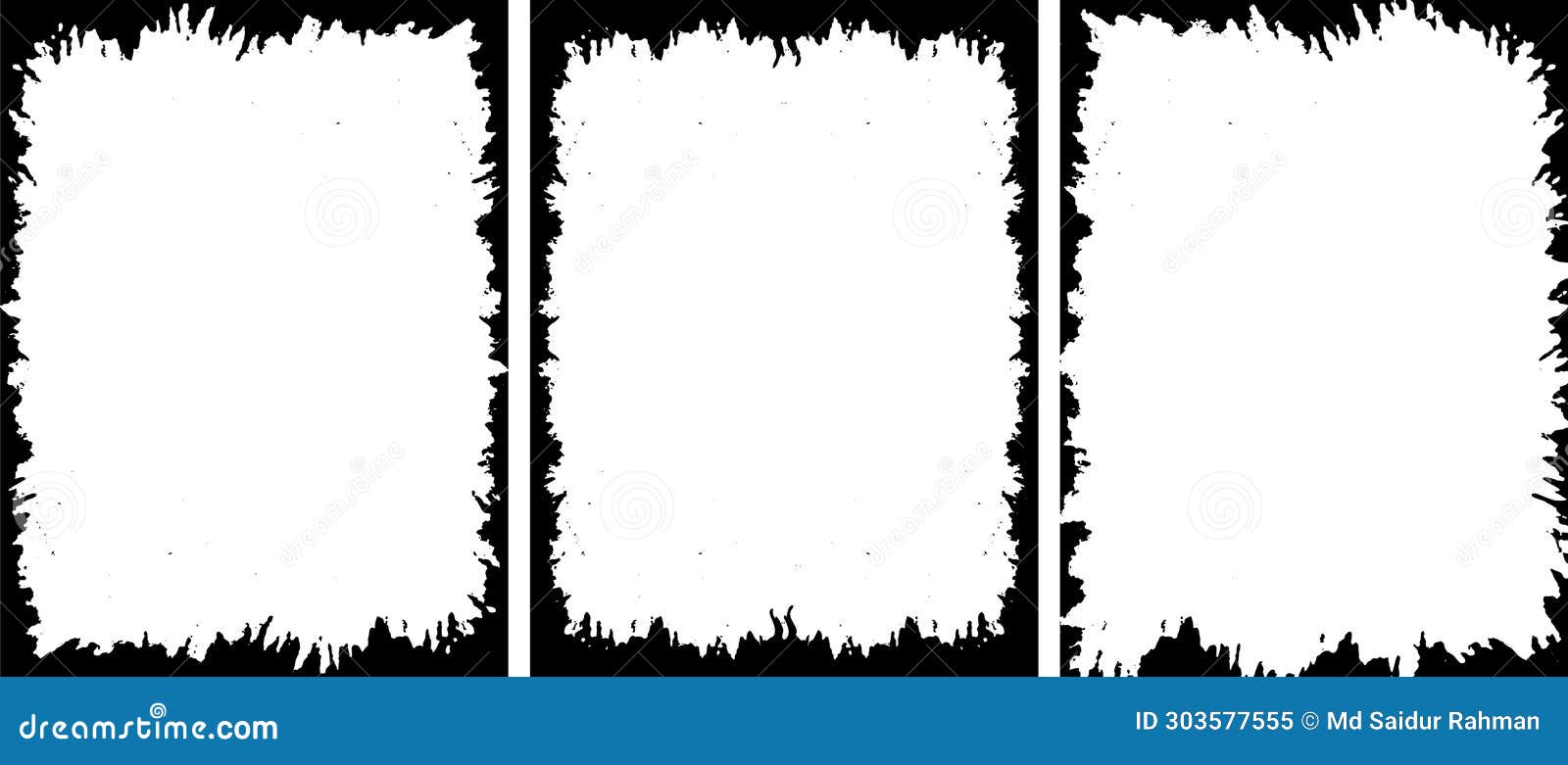 Four Square Frames with Black and White Paint Border Bundle, Border ...