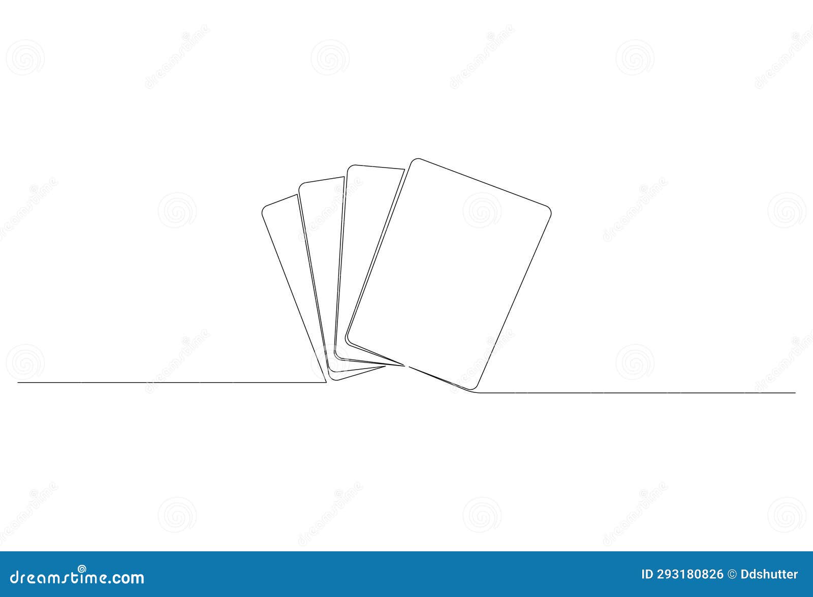 Four Square Frames Continuous Line Drawing. Blank Playing Cards Drawn ...