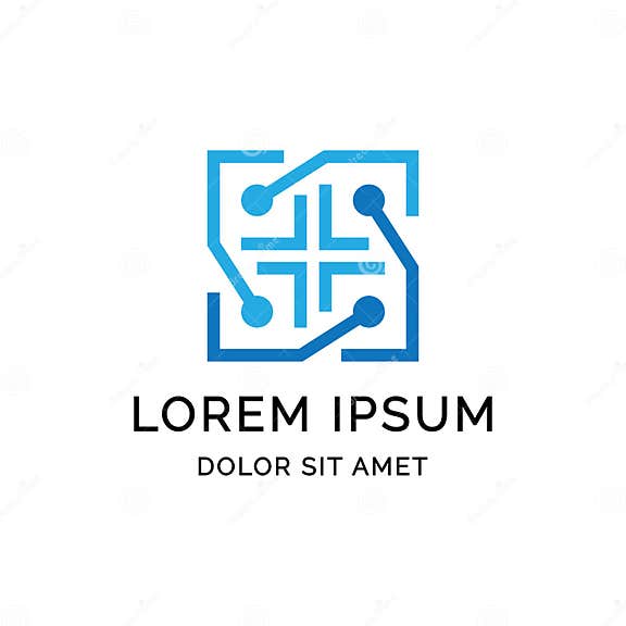 Square Node Connected Logo Template Design Stock Vector - Illustration ...