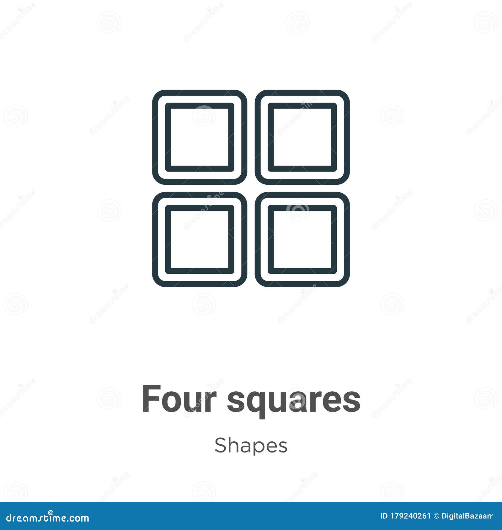 Four Squares Outline Vector Icon. Thin Line Black Four Squares Icon ...