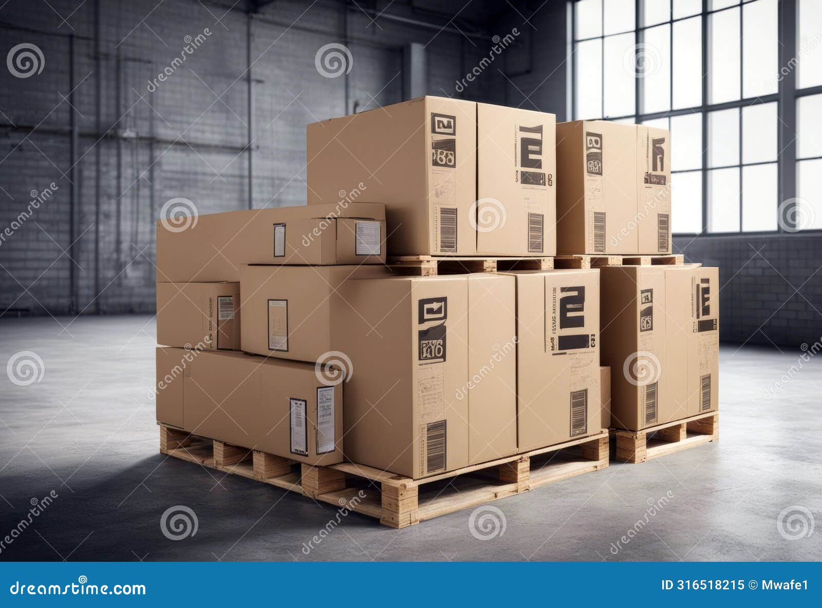 Four Stack Mock White Boxes Pallet Euro 3d Background Illustration Box ...