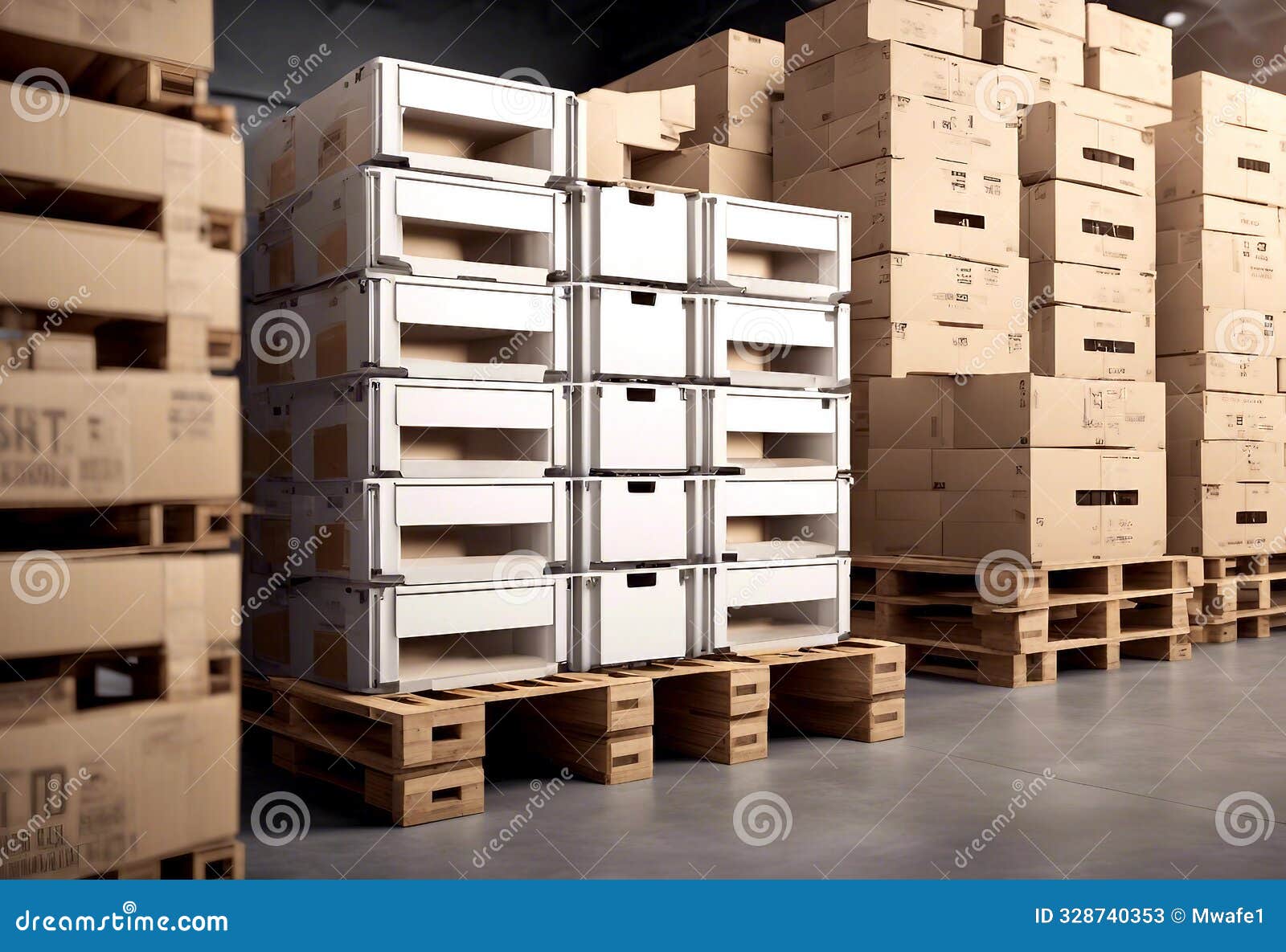 Four Stack Mock White Boxes Pallet Euro 3d Background Illustration Box ...