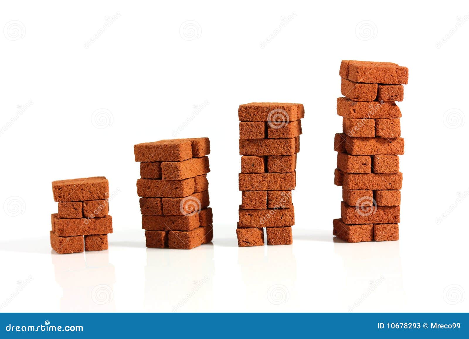 Four stacks bricks stock image. Image of growth, orange - 10678293