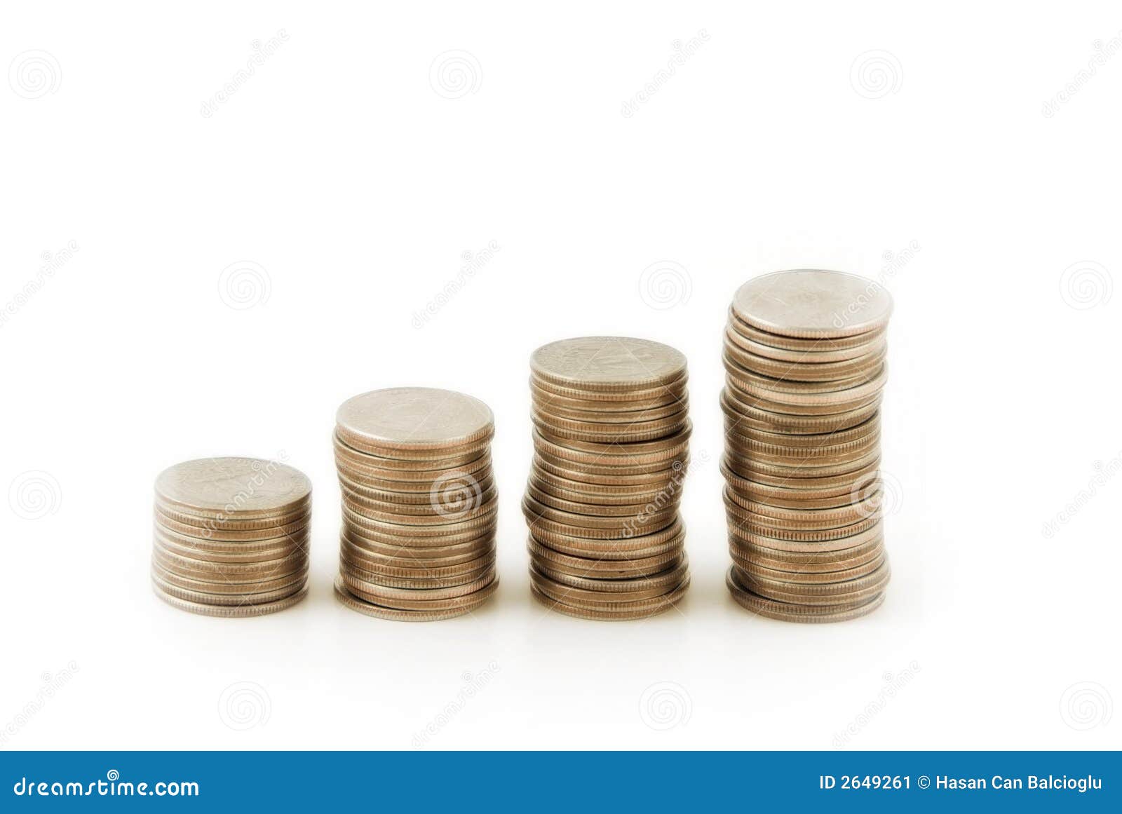 Four Stacks of coins stock image. Image of funds, coins - 2649261