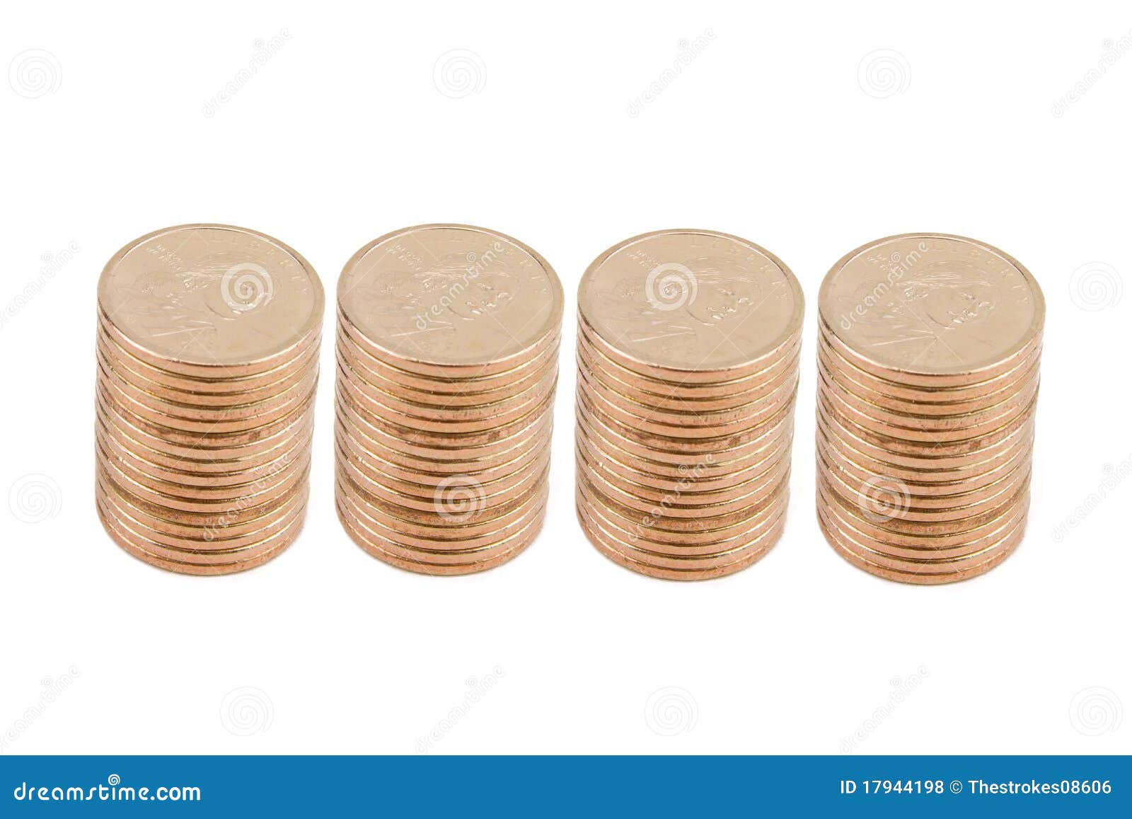 Four Stacks of Gold Coins stock photo. Image of wealthy - 17944198
