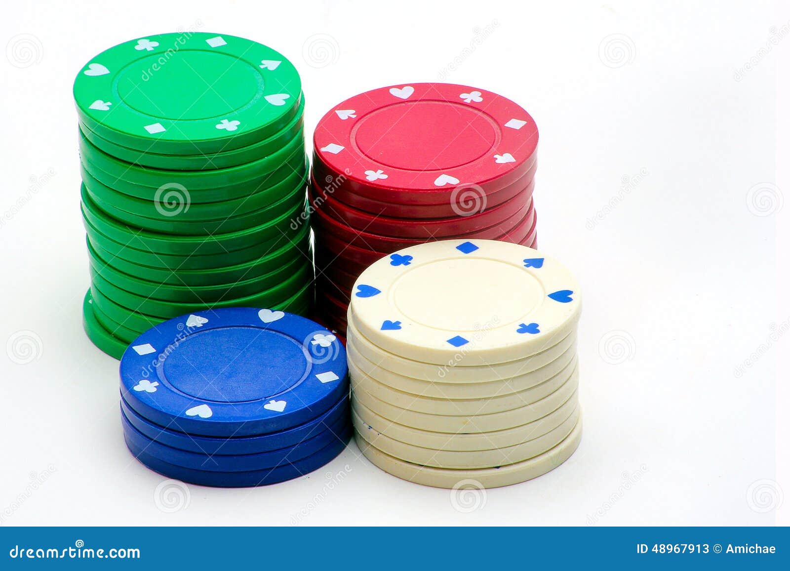 Four Stacks of Poker Chips on White Stock Image - Image of chance ...
