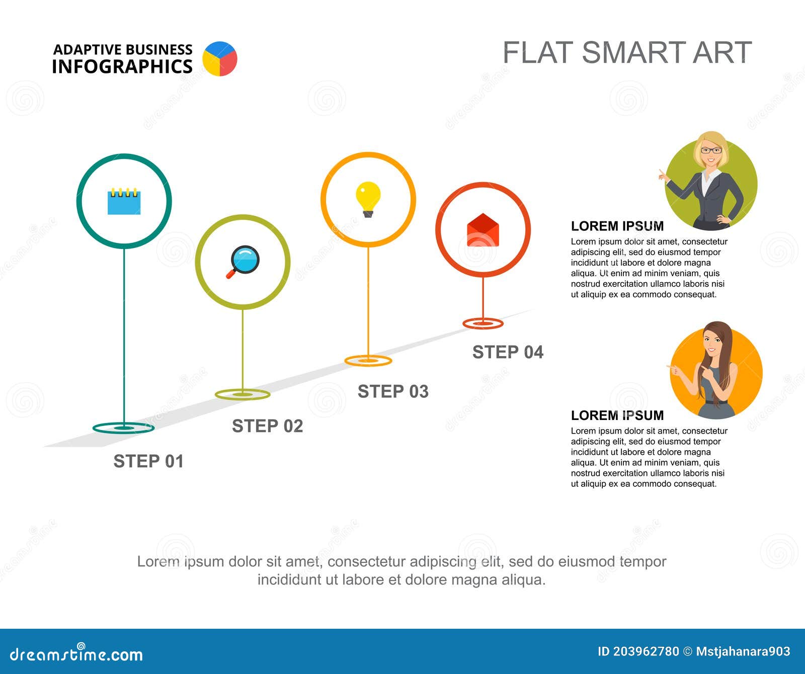 Four Stages Process Chart Template for Presentation Stock Vector ...