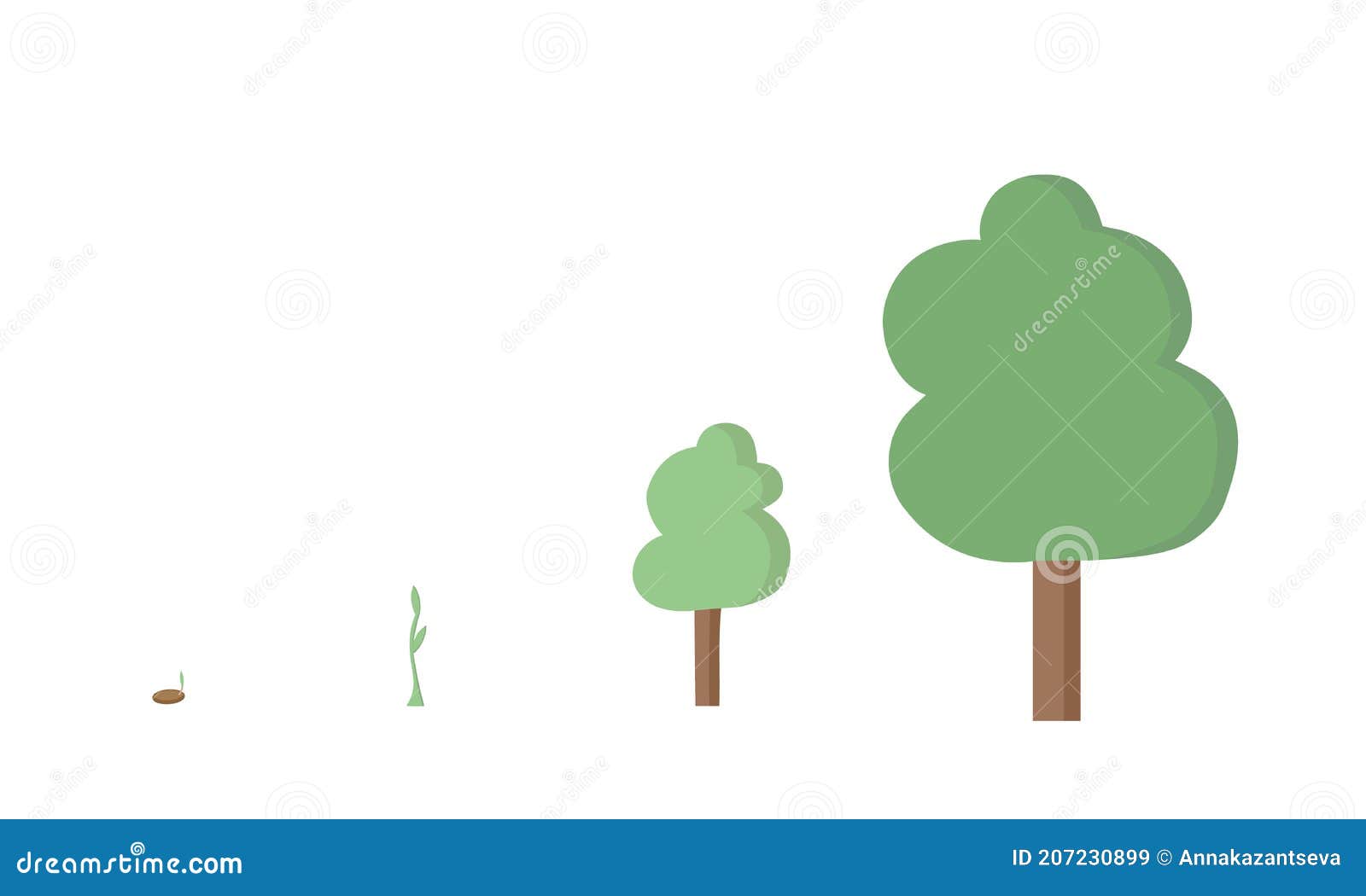 Four Stages of Tree Growing from Ceed To Big Tree. Greening Concept ...