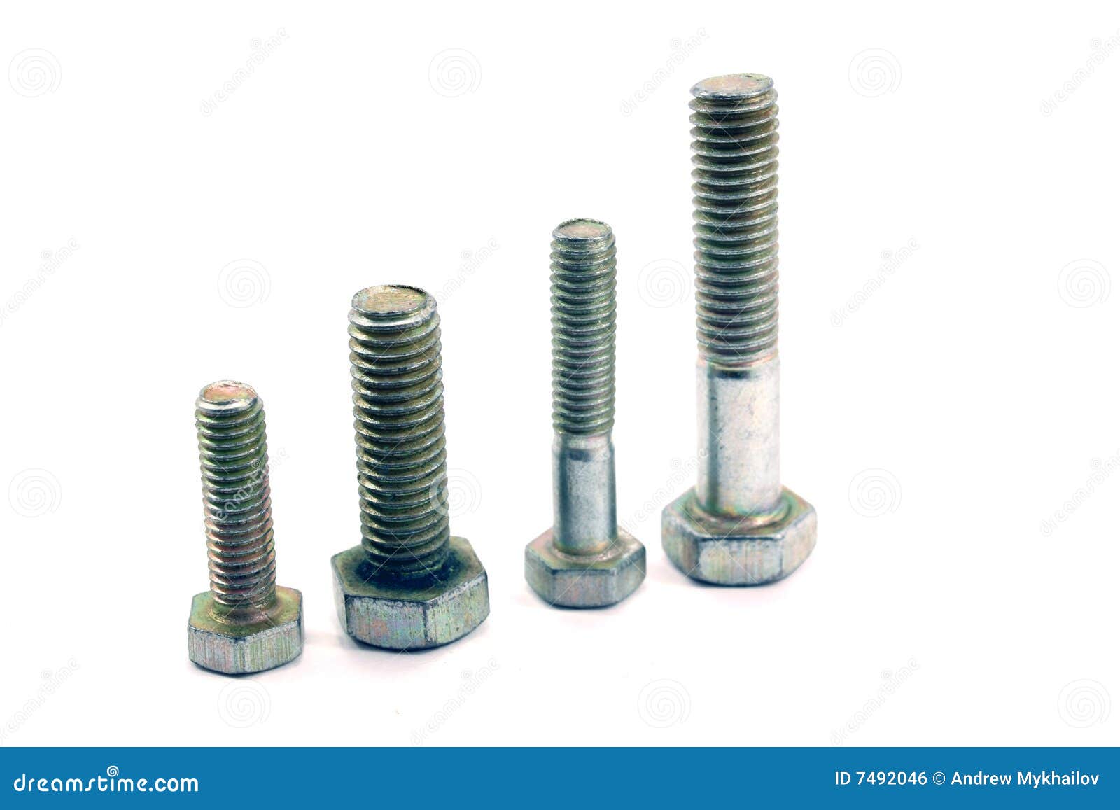 Four standing bolts stock photo. Image of metal, bolts - 7492046