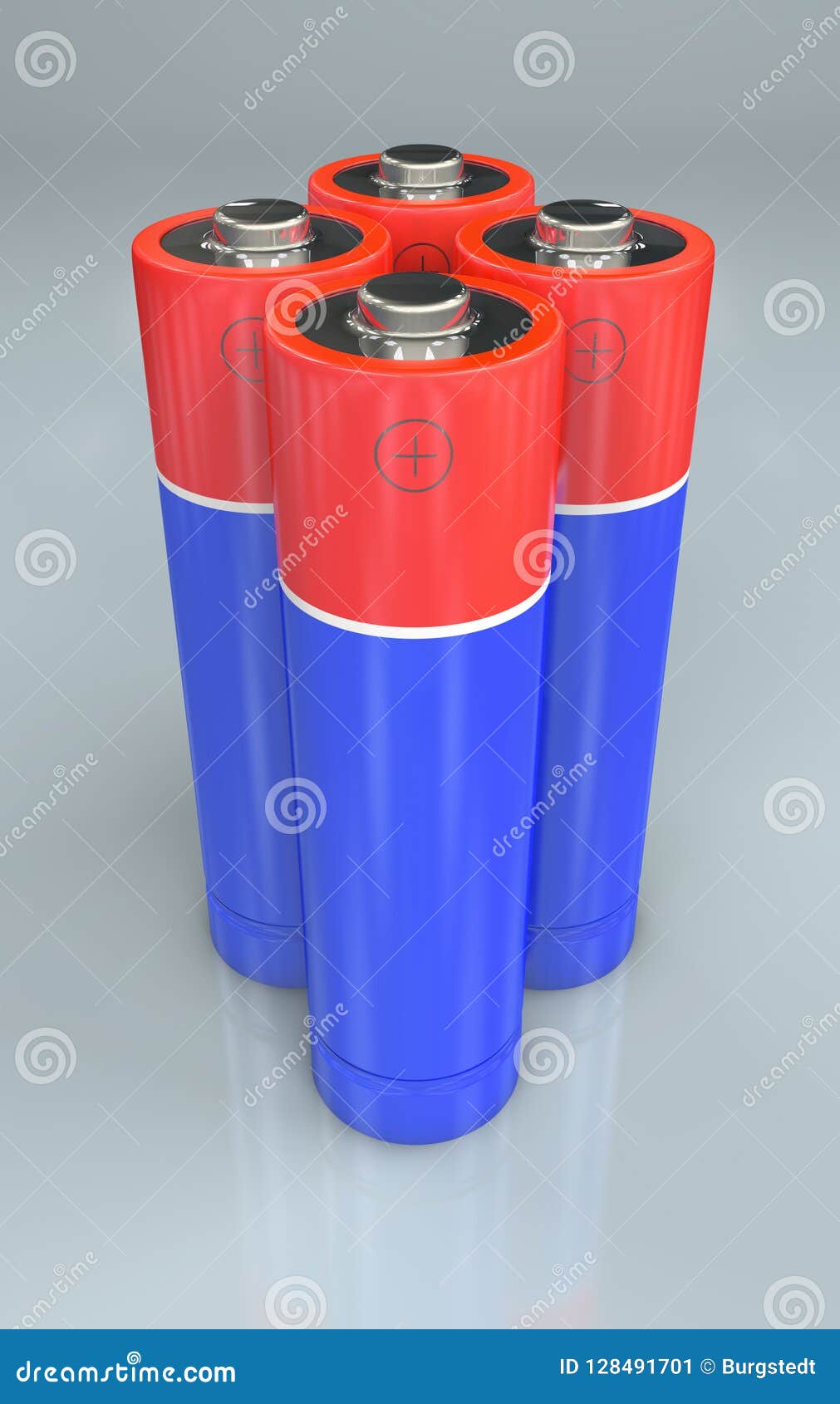 Four Standing Red And Blue Batteries Royalty-Free Stock Photo ...