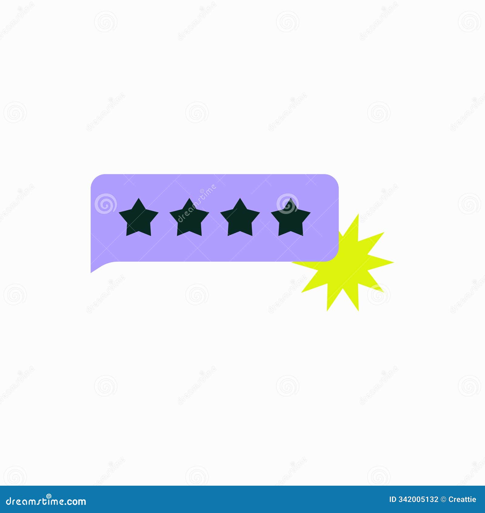 Four Star Rating Button in Flat Vector Illustration Symbolizing ...