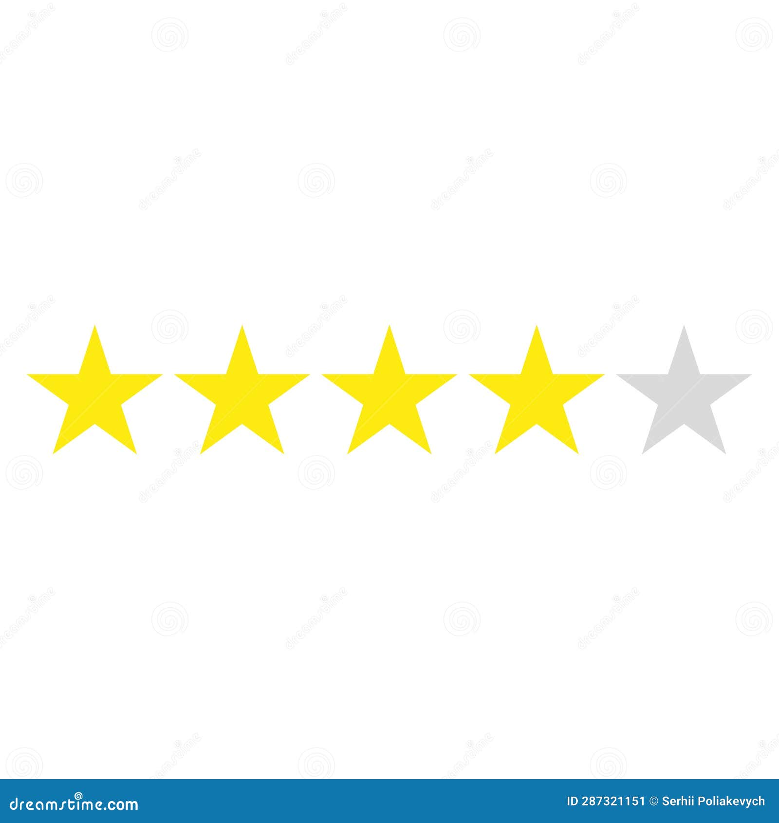 Four Stars Rating Button. Feedback Evaluation. Yellow Rating Stars on ...