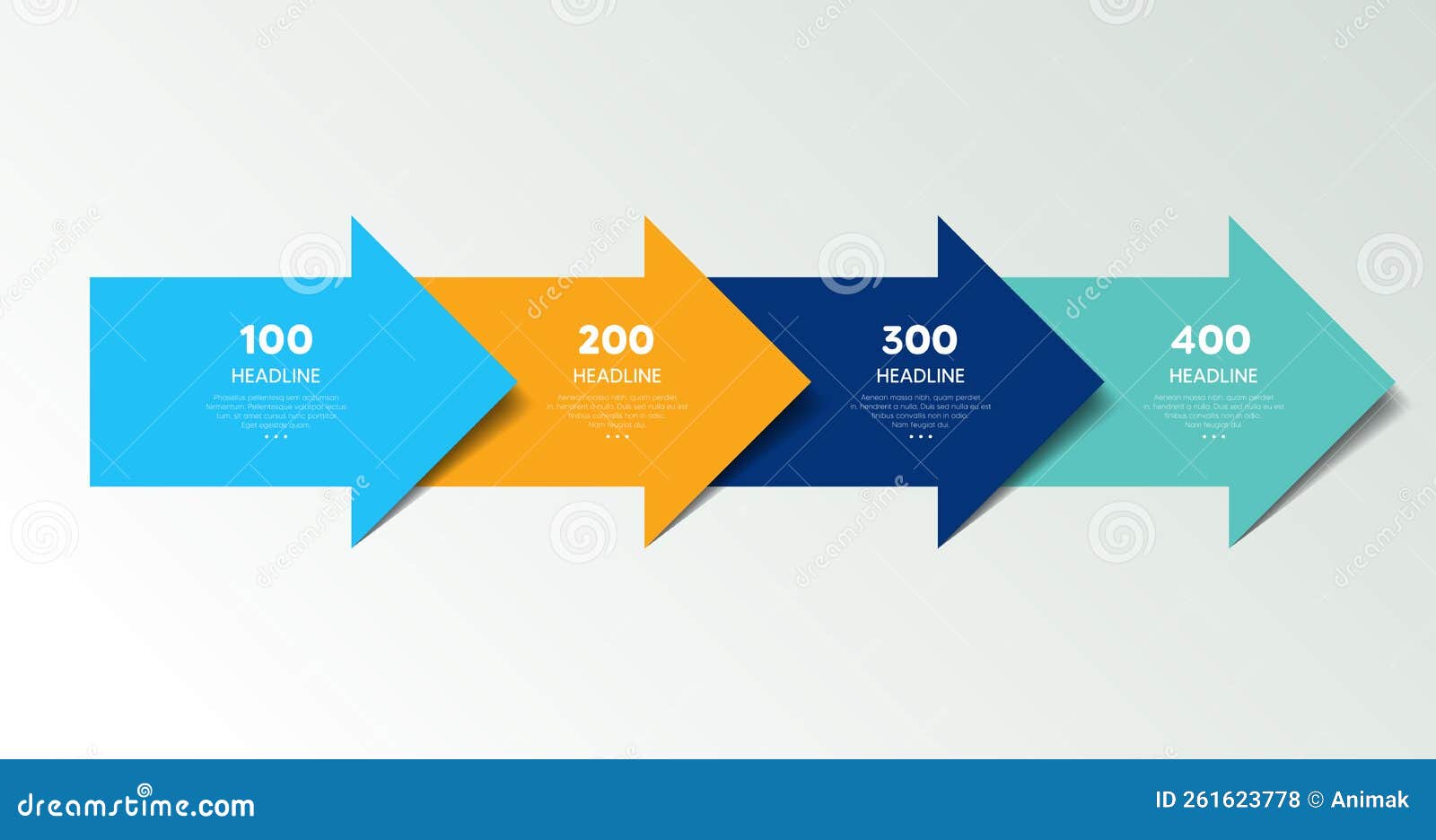 Four Step Arrow Template for Presentation. 4 Steps Options, Elements ...