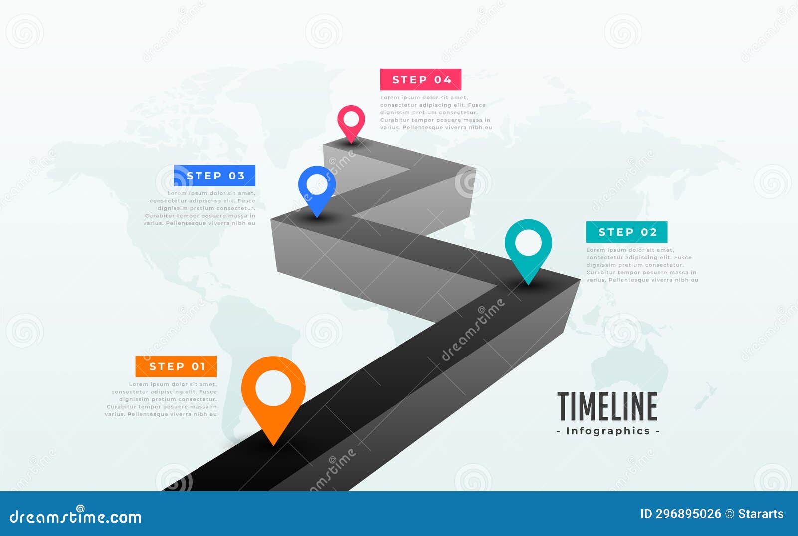 Four Step Business Option Layout with Success Roadway Stock ...