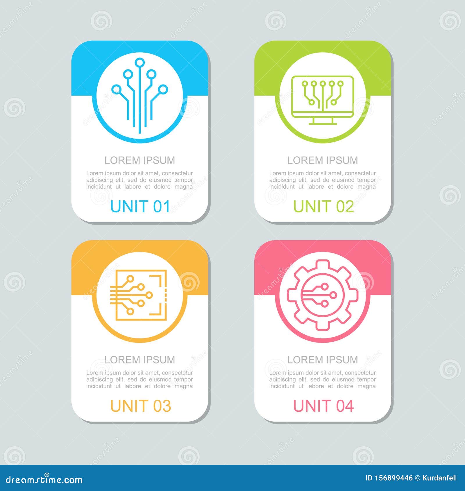 Four Step Infographic for Computer Technology Connection Concept Stock ...