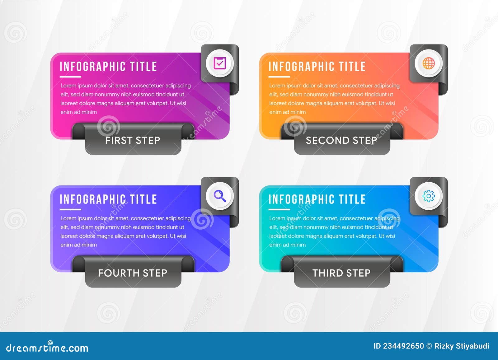 Four Step Infographic with Rectangle Layout Stock Vector - Illustration ...