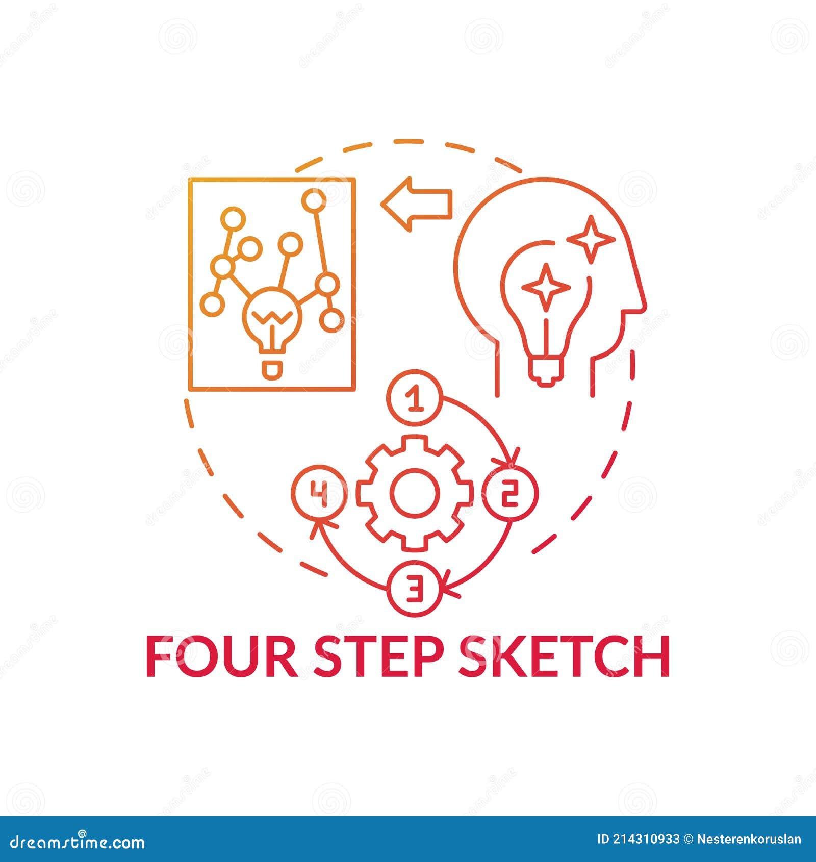 Four Step Sketch Red Gradient Concept Icon Stock Vector - Illustration ...