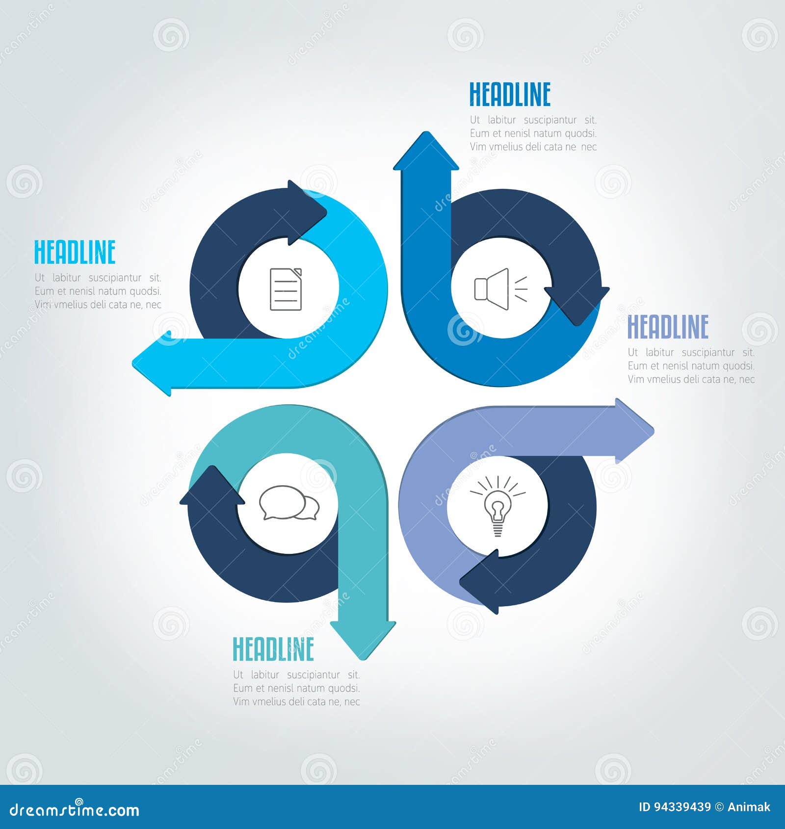 Four Steps Circle Arrow Infographic Scheme, Template, Chart, Diagram ...