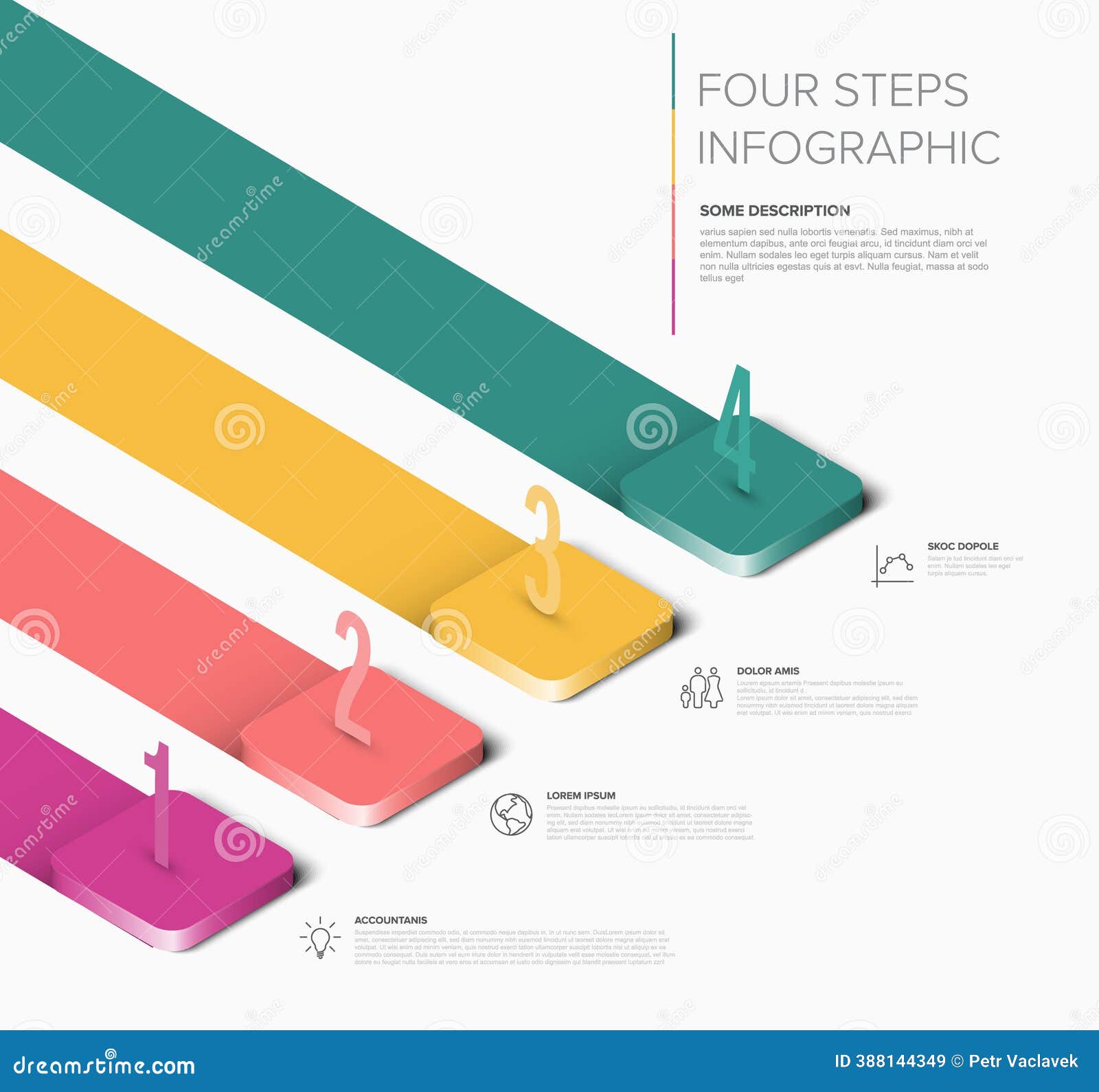 Four Steps Arrow Scheme, Chart, Diagram, Module. Cartoon Vector ...