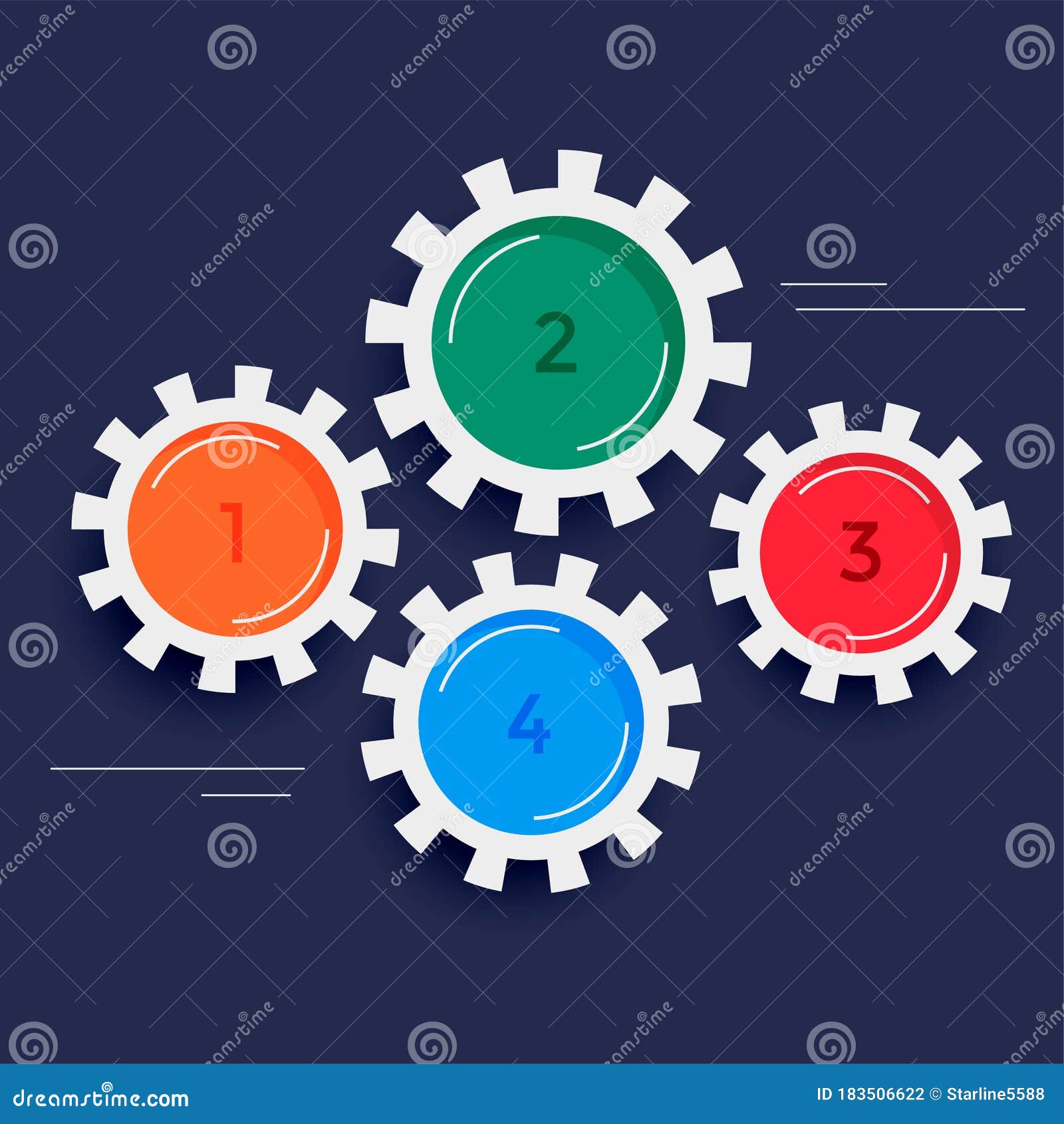 Four Steps Gears Infographic Background Stock Vector - Illustration of ...