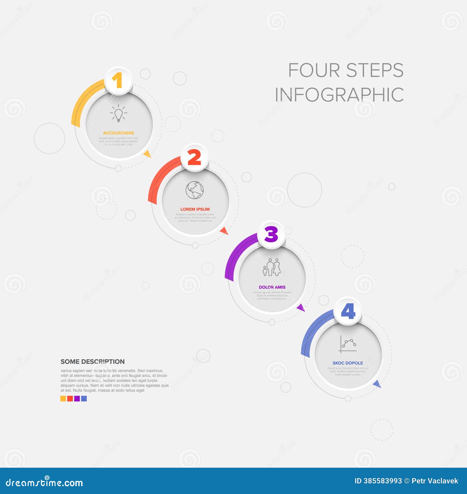 Four Steps Infographic. Infographics With 4 Steps In Bright Colors With ...