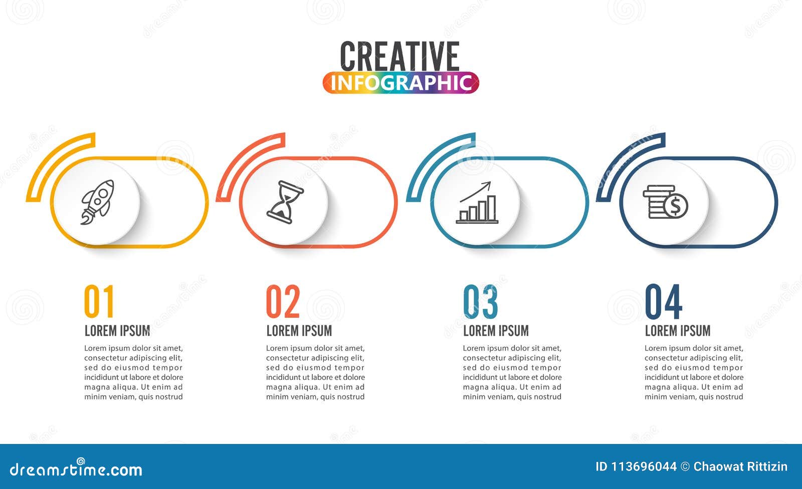 Four Steps Infographic Can Illustrate a Strategy, Workflow or Team Work ...