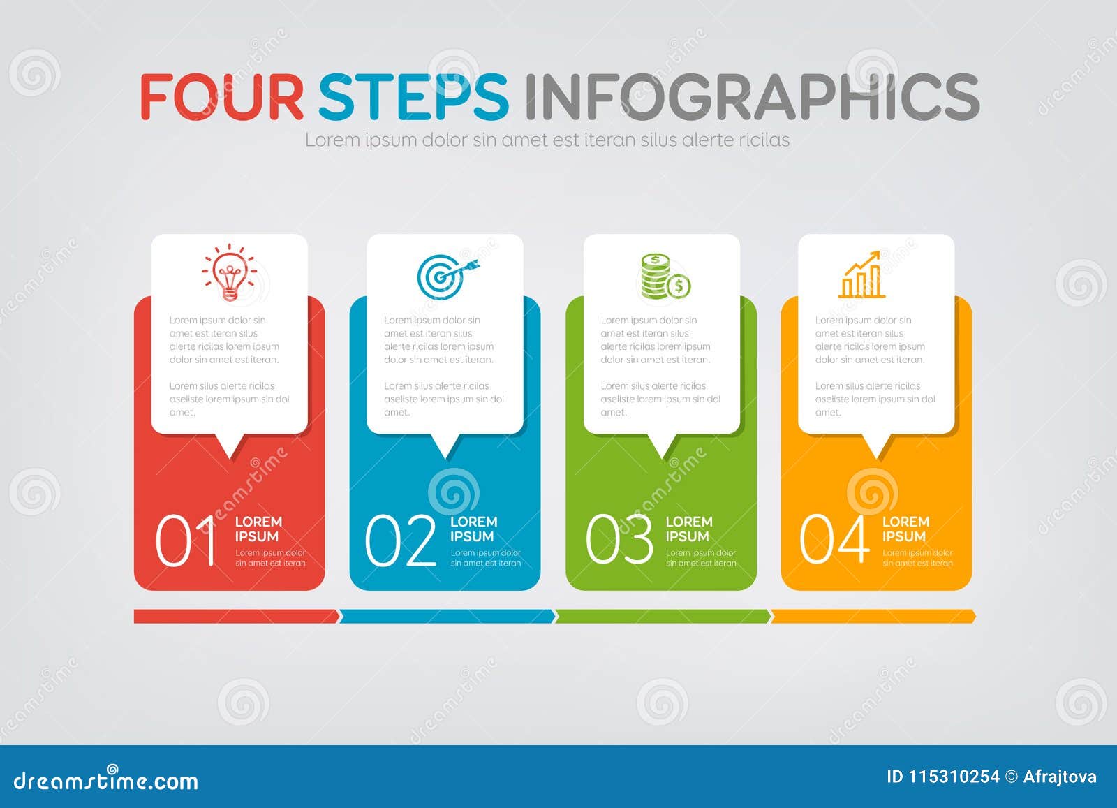 Four Steps Infographics stock vector. Illustration of paper - 115310254