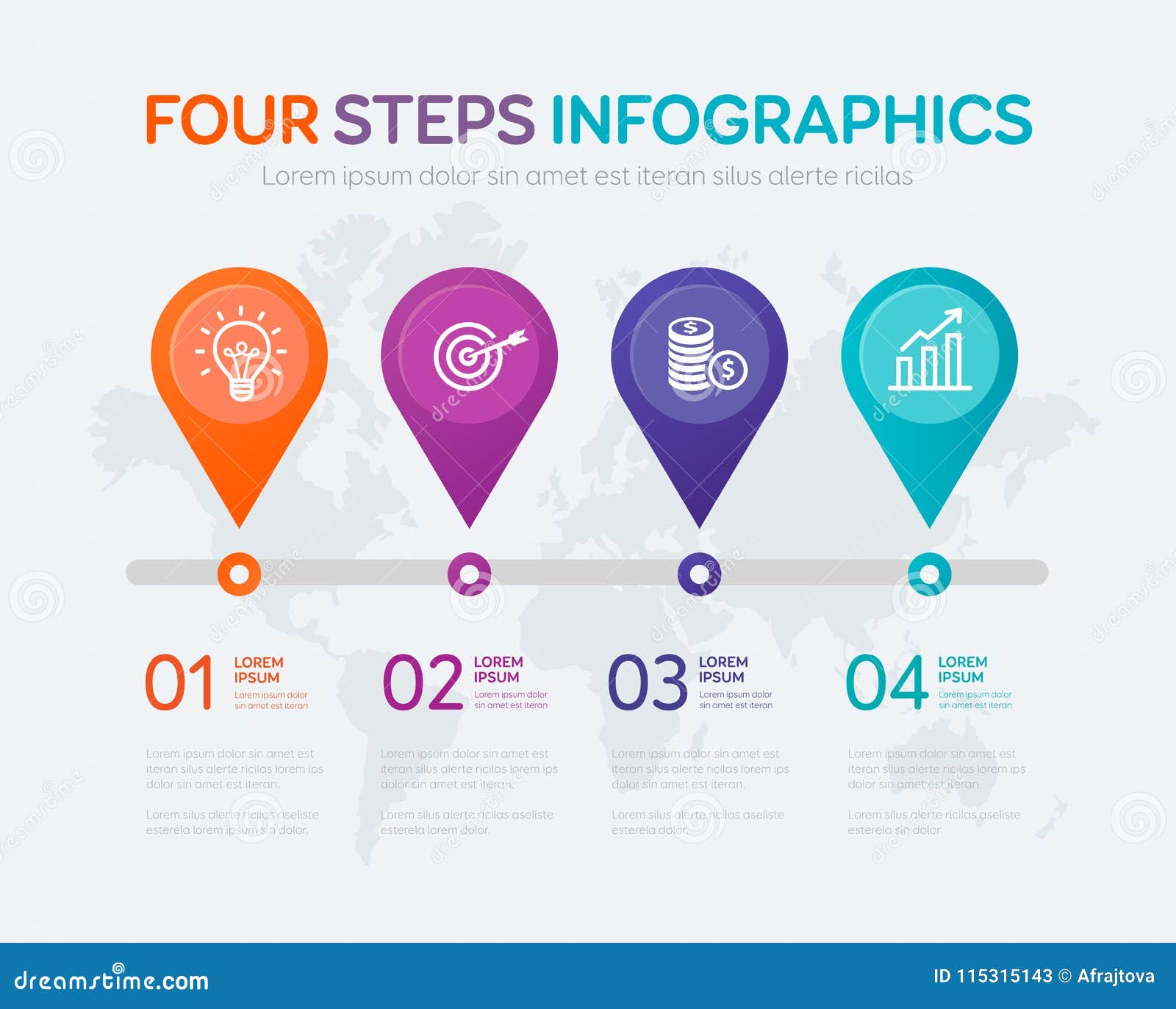 Four Steps Infographics stock vector. Illustration of flatdesign ...
