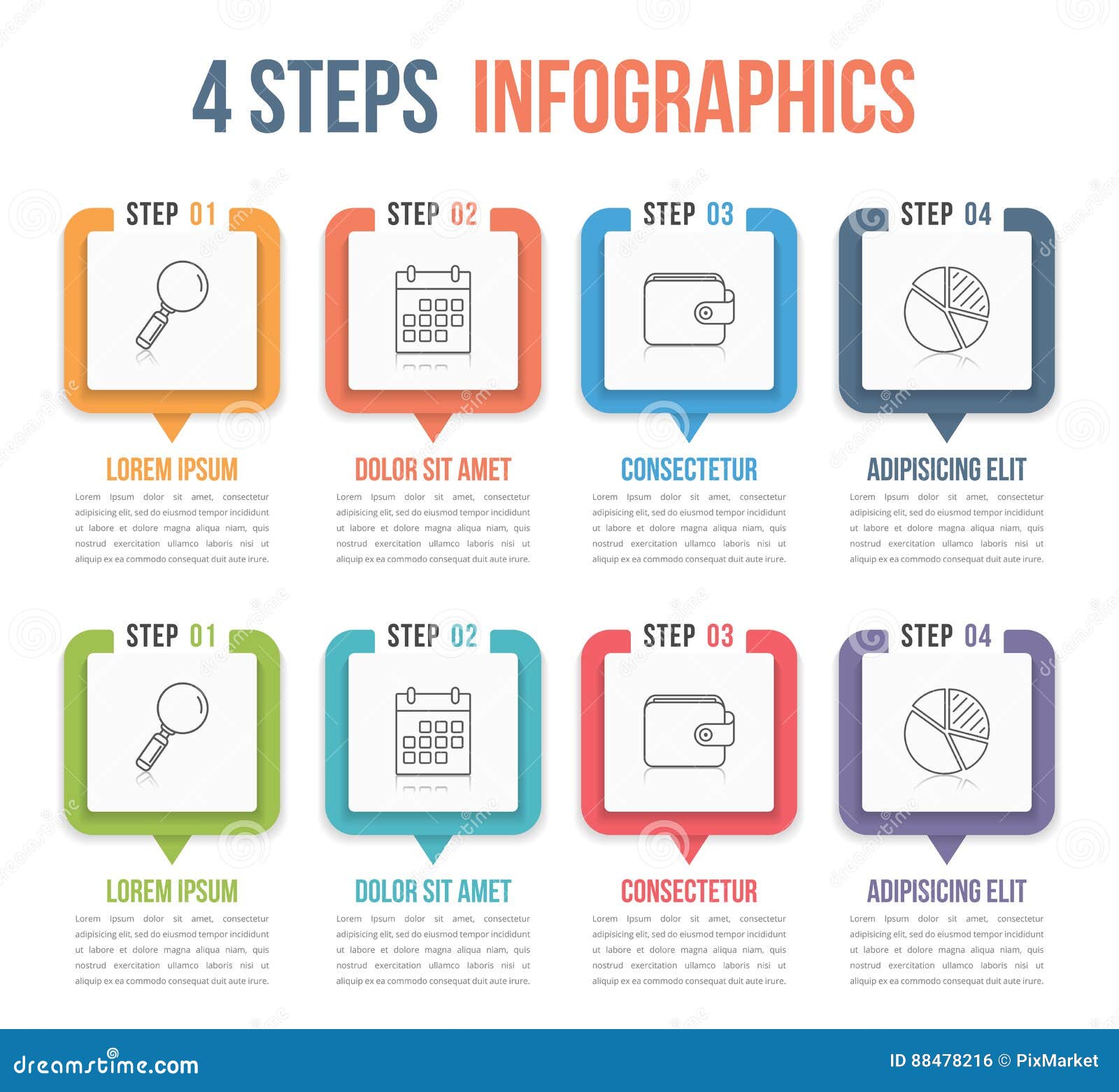 Four Steps Infographics stock vector. Illustration of steps - 88478216
