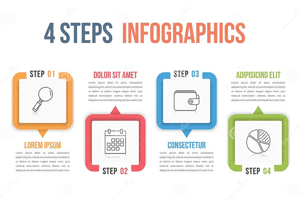 Four Steps Infographics stock vector. Illustration of element - 89555405