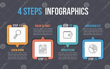 Four Steps Infographics stock vector. Illustration of sequence - 92013064