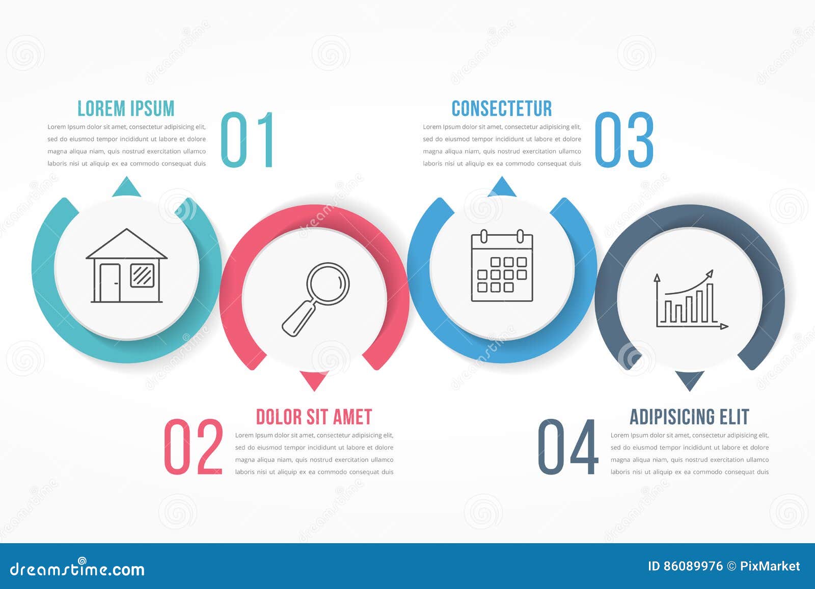 Four Steps Infographics stock vector. Illustration of info - 86089976