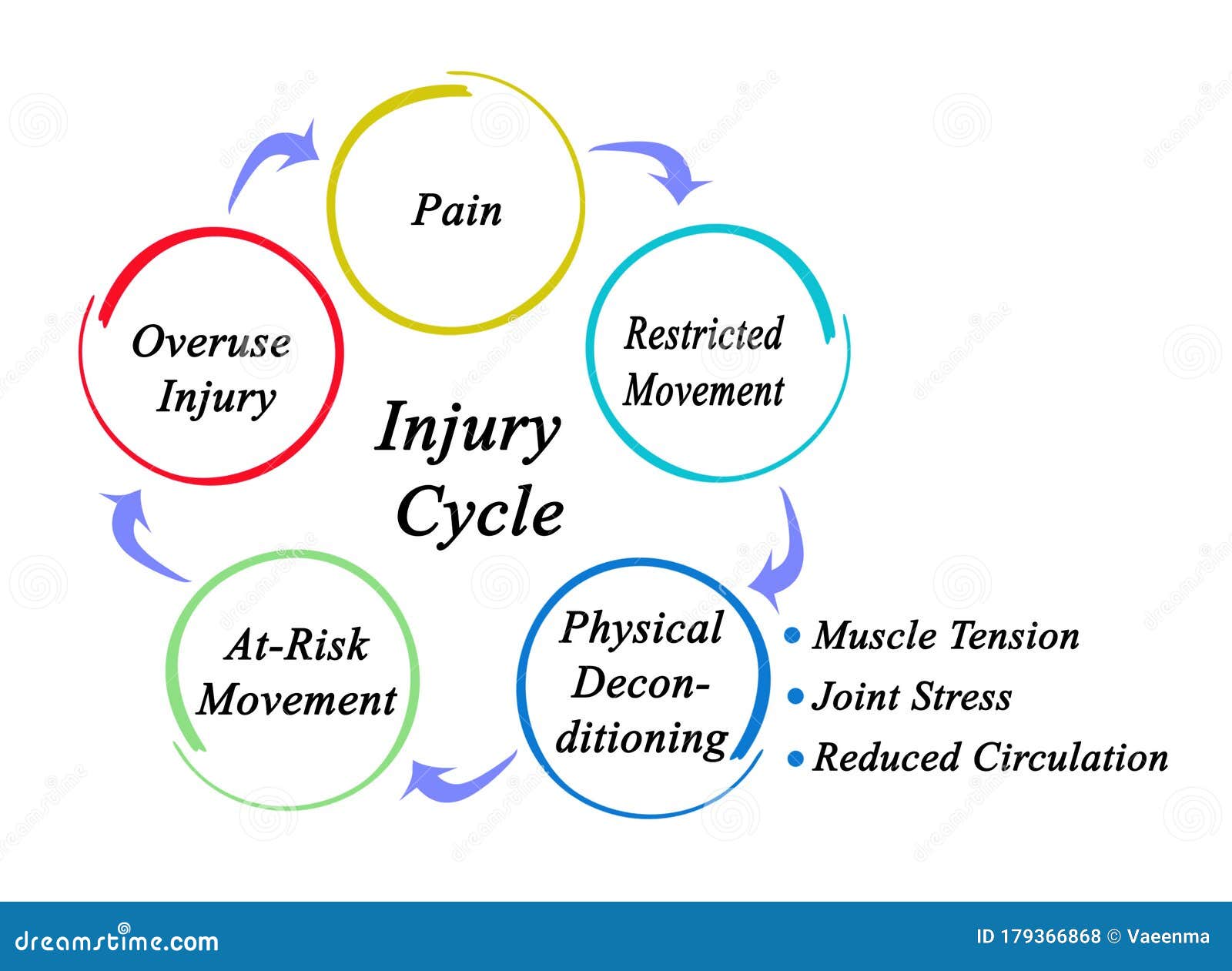 Steps in Injury Cycle stock illustration. Illustration of tension ...