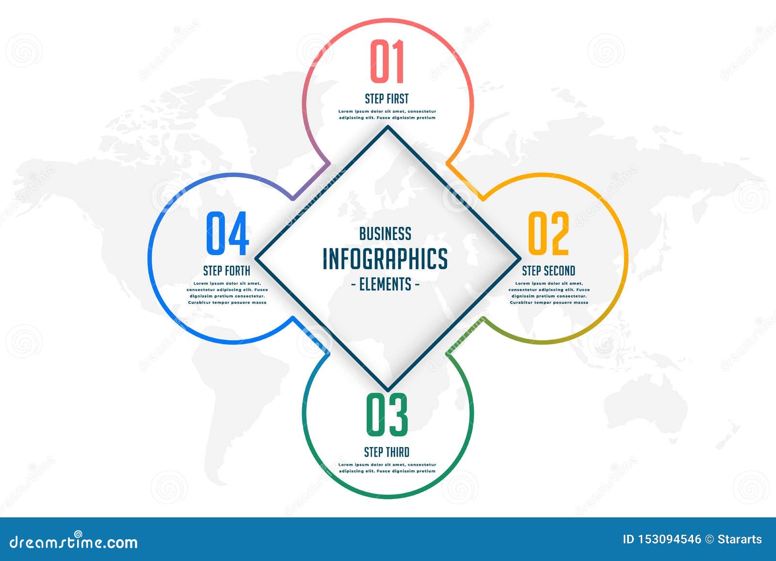 Four Steps Line Style Infographic Template Stock Vector - Illustration ...