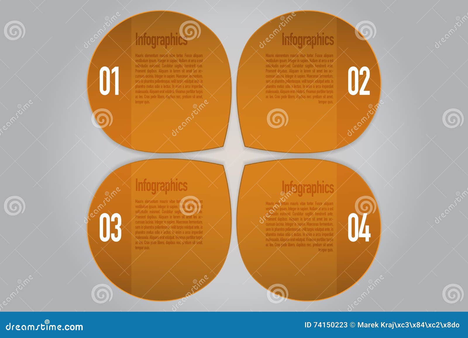 Four Steps Rounded Infographics in Orange Colors. Stock Vector ...