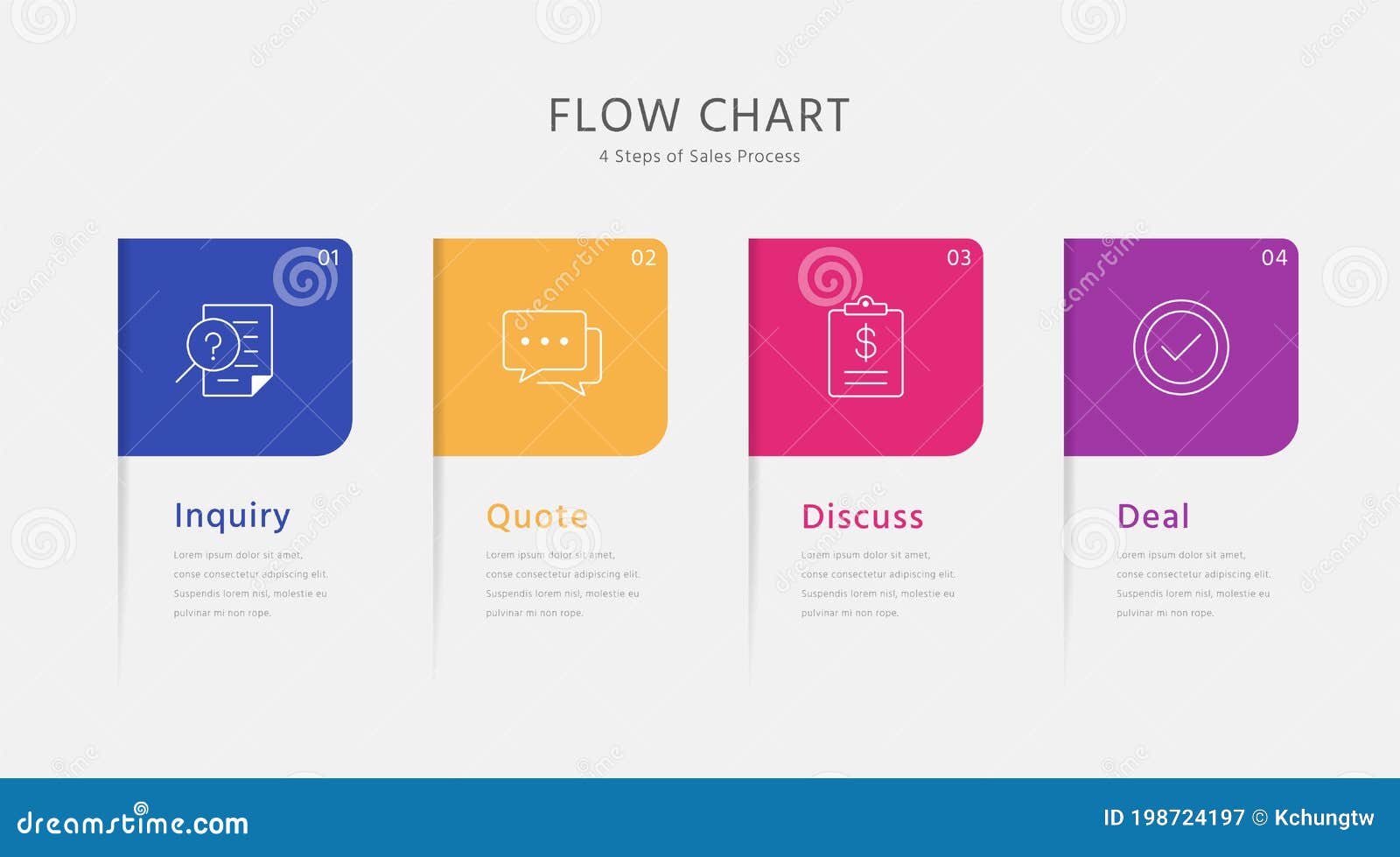 Four Steps of Sales Process Stock Vector - Illustration of multicolored ...