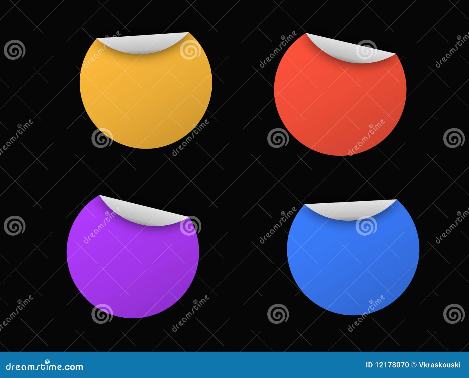 Four stickers on black stock illustration. Illustration of banner ...