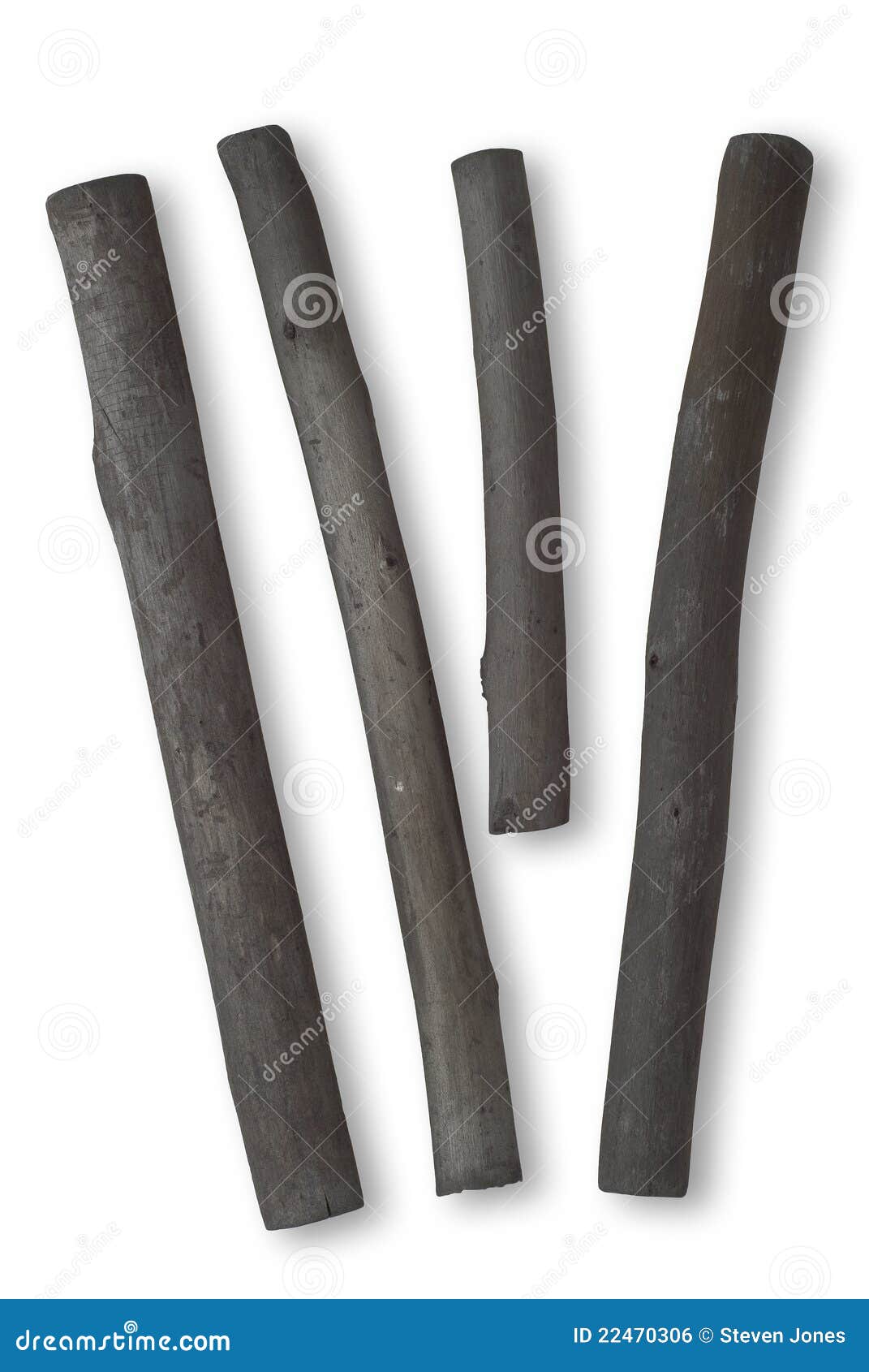 Four Sticks of Charcoal on White Stock Photo - Image of stick, graphic ...