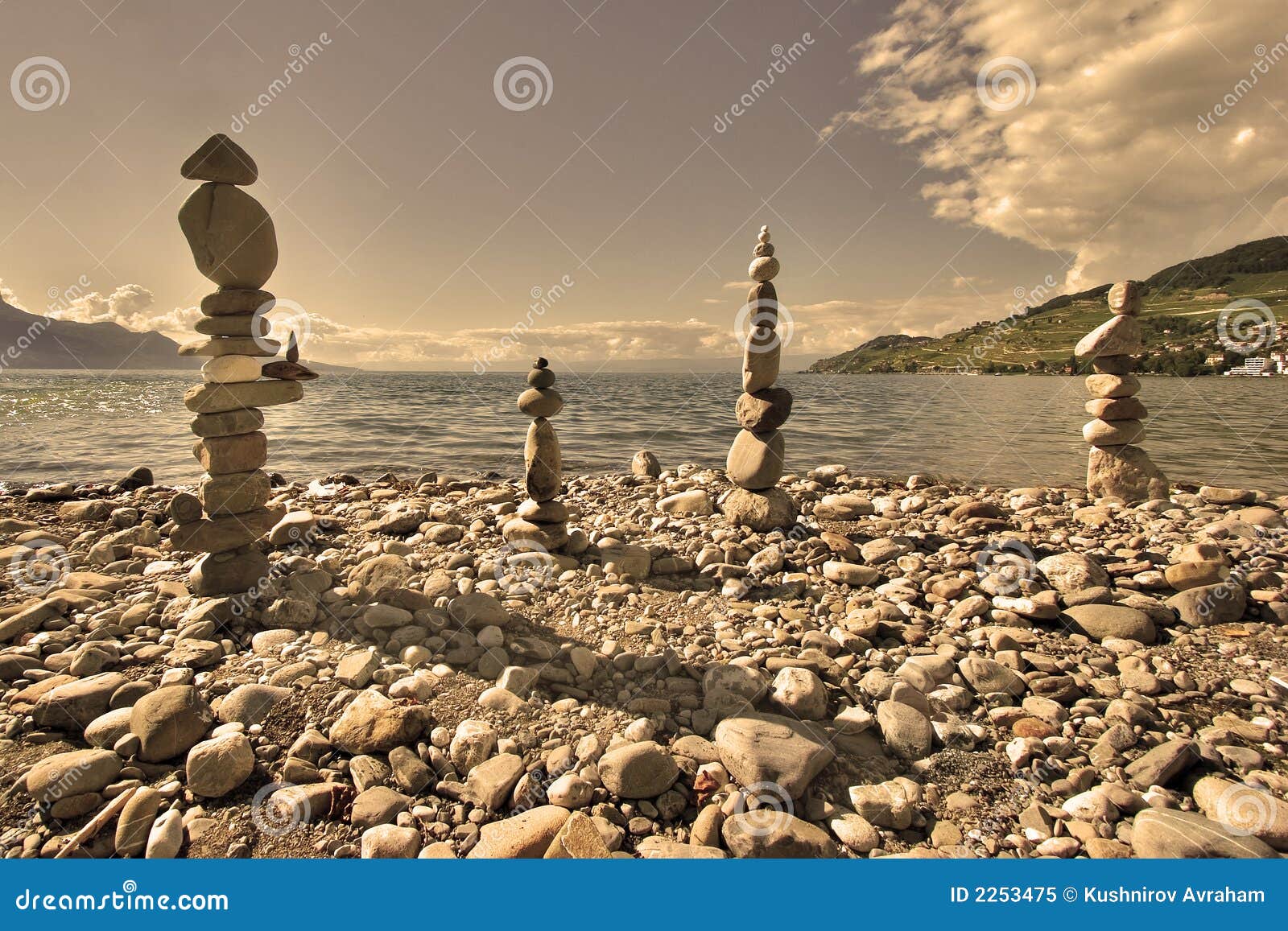 Four stone pyramids stock image. Image of lake, bright - 2253475