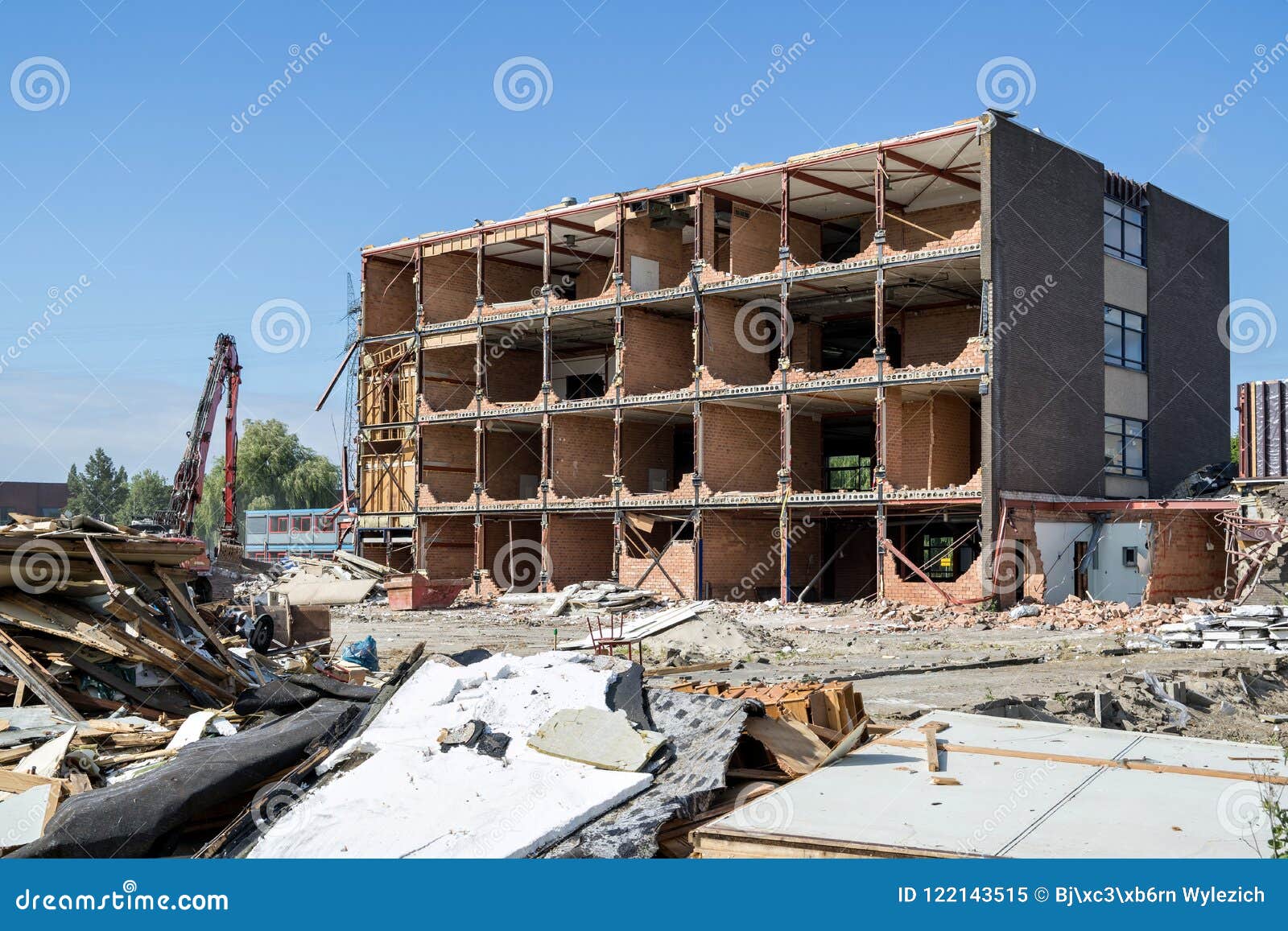 Building under demolition stock image. Image of destruction - 122143515