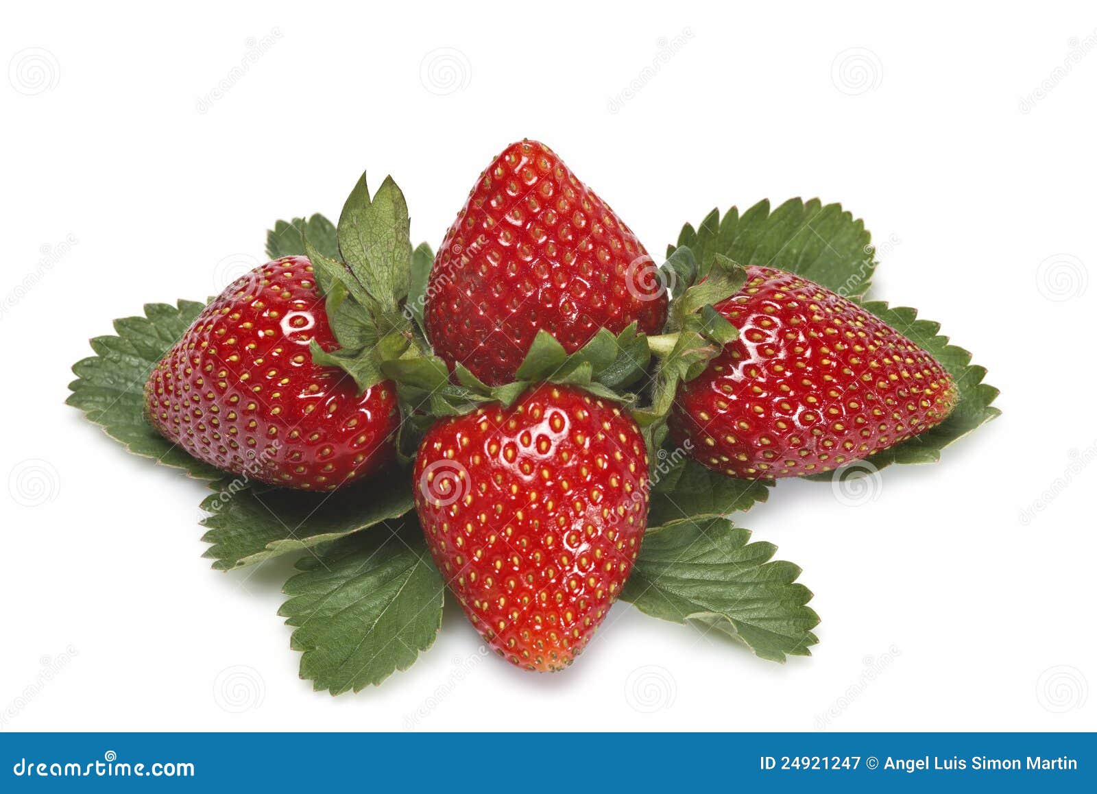Four Strawberries with Leaves. Stock Image - Image of ecological ...
