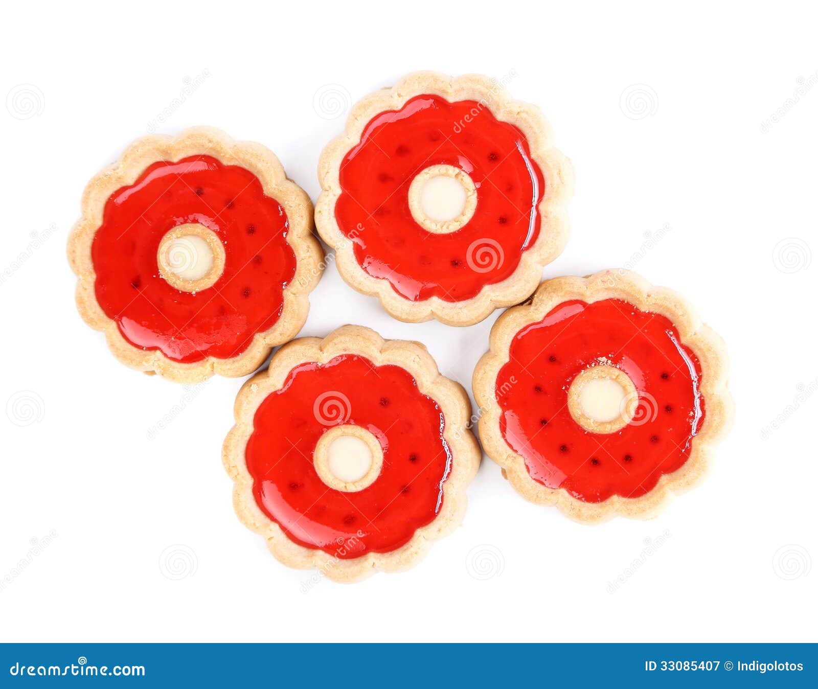 Four strawberry biscuits. stock image. Image of gourmet - 33085407
