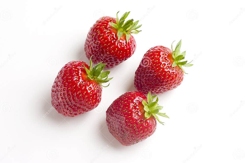 Four strawberry on white stock photo. Image of white, isolated - 9966010
