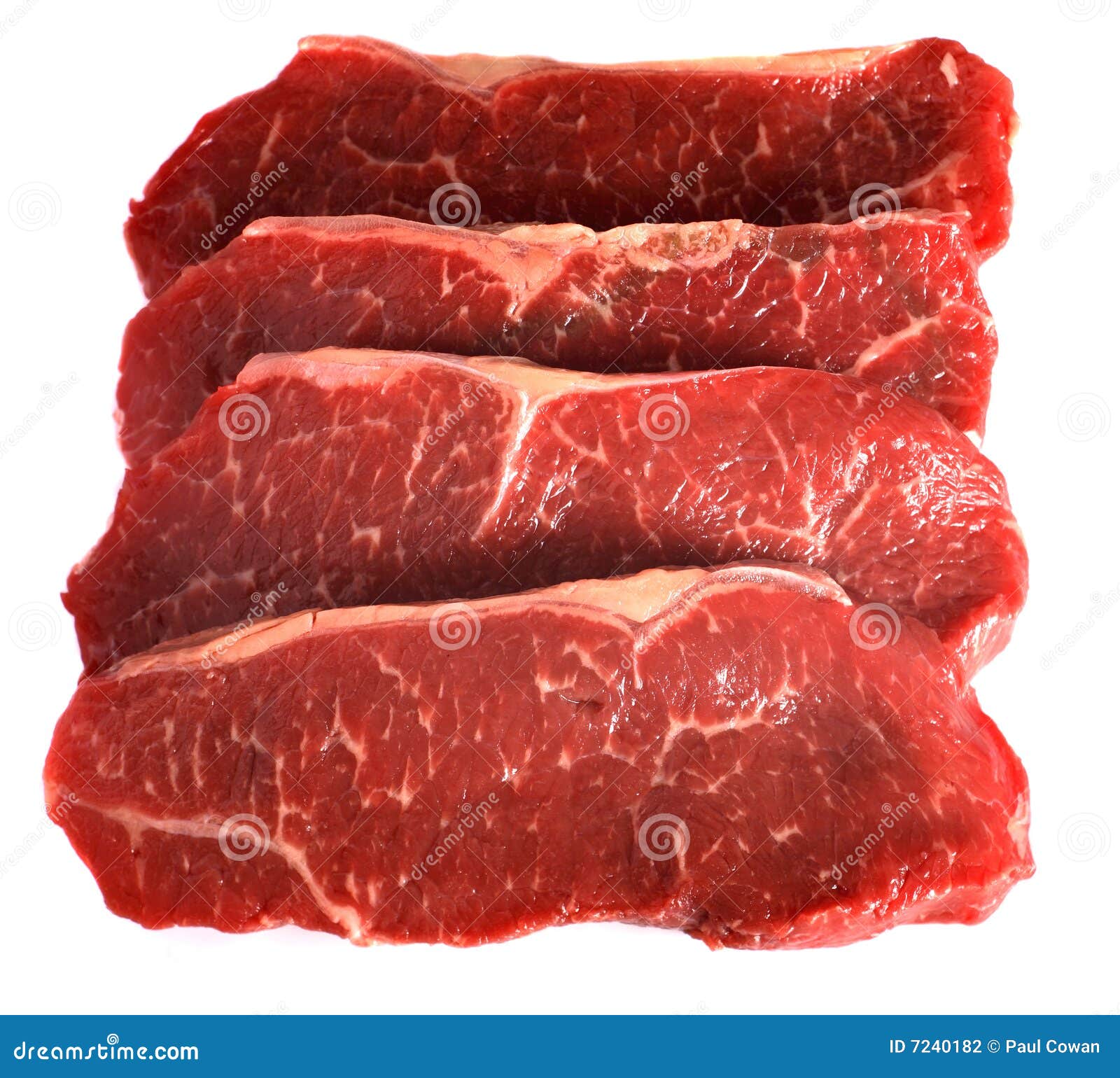 Four Striploin Steaks on White Stock Photo - Image of lean, shell: 7240182