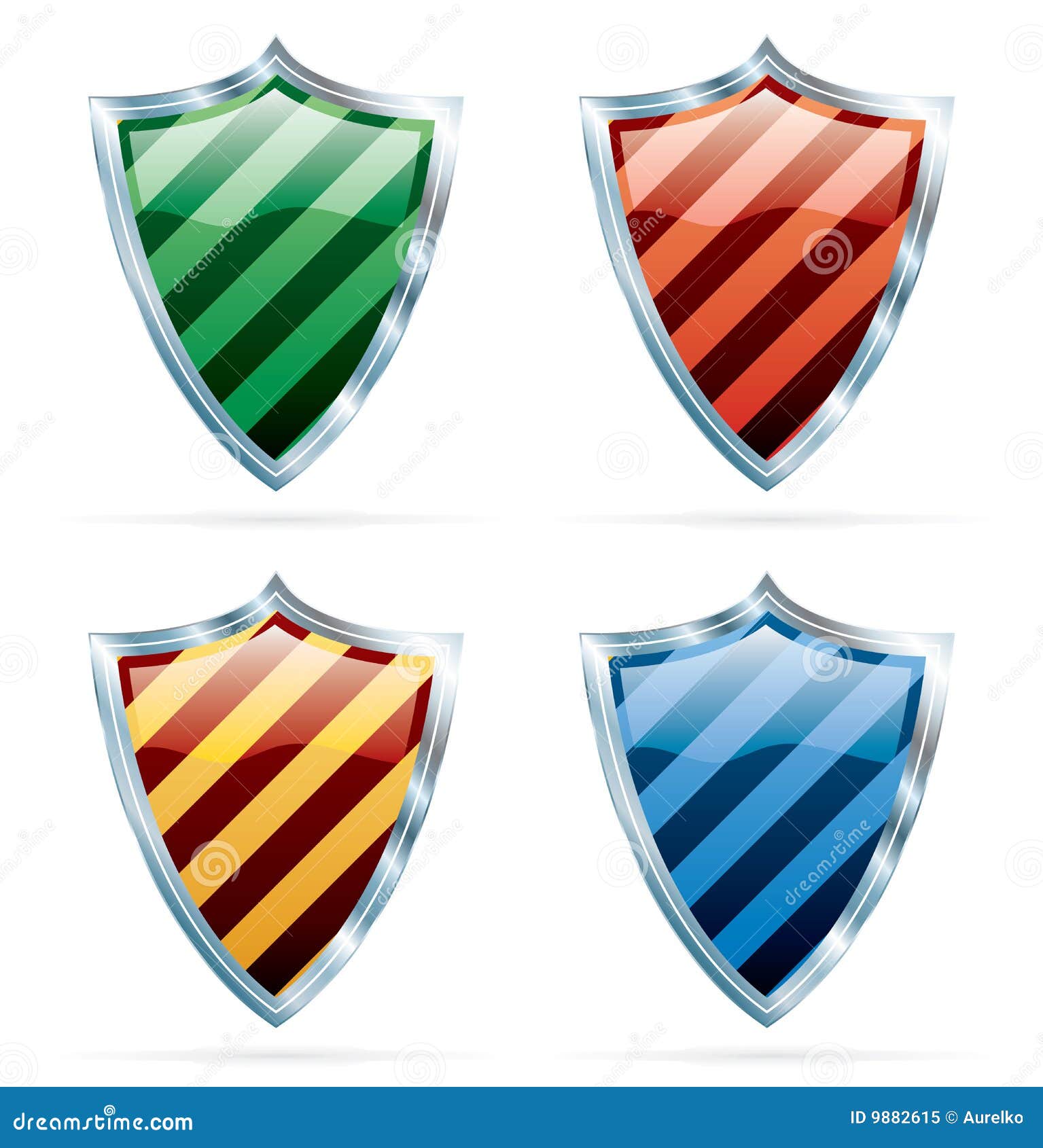 Four stripped shields stock vector. Illustration of insignia - 9882615